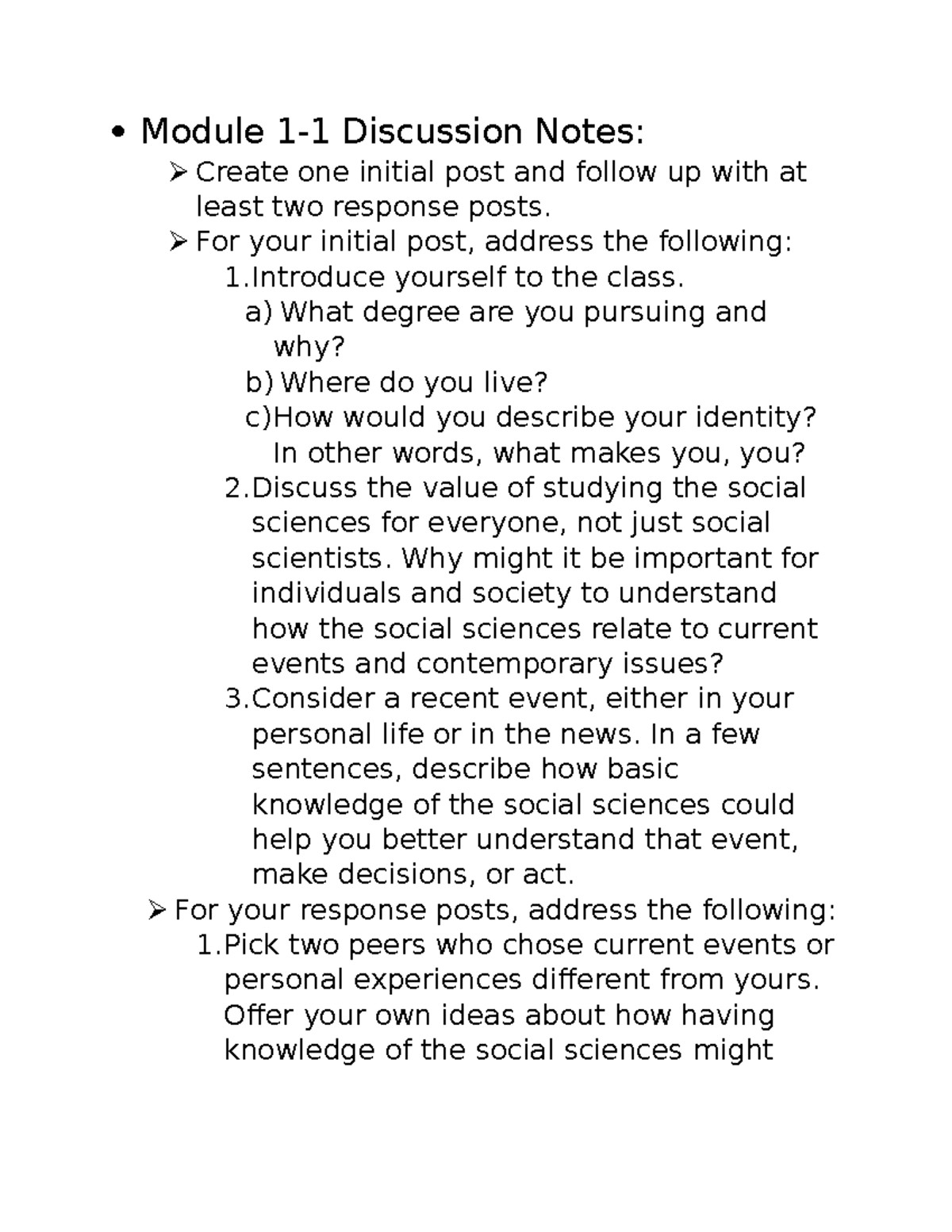 Module One assignments perspectives in social sciences - Module 1-1 ...