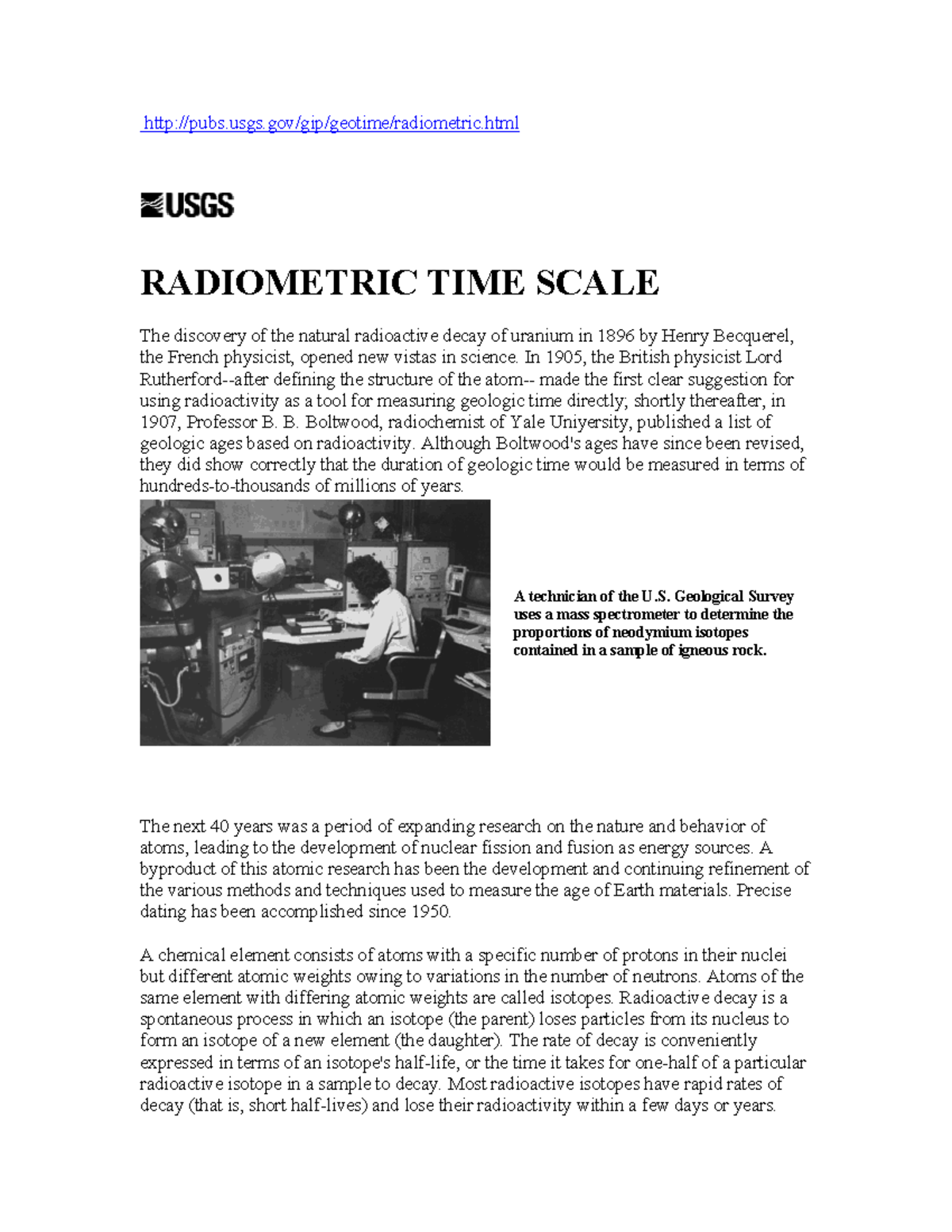 Radiometrictimescale CD - pubs.usgs/gip/geotime/radiometric.html RADIOMETRIC TIME SCALE The ...