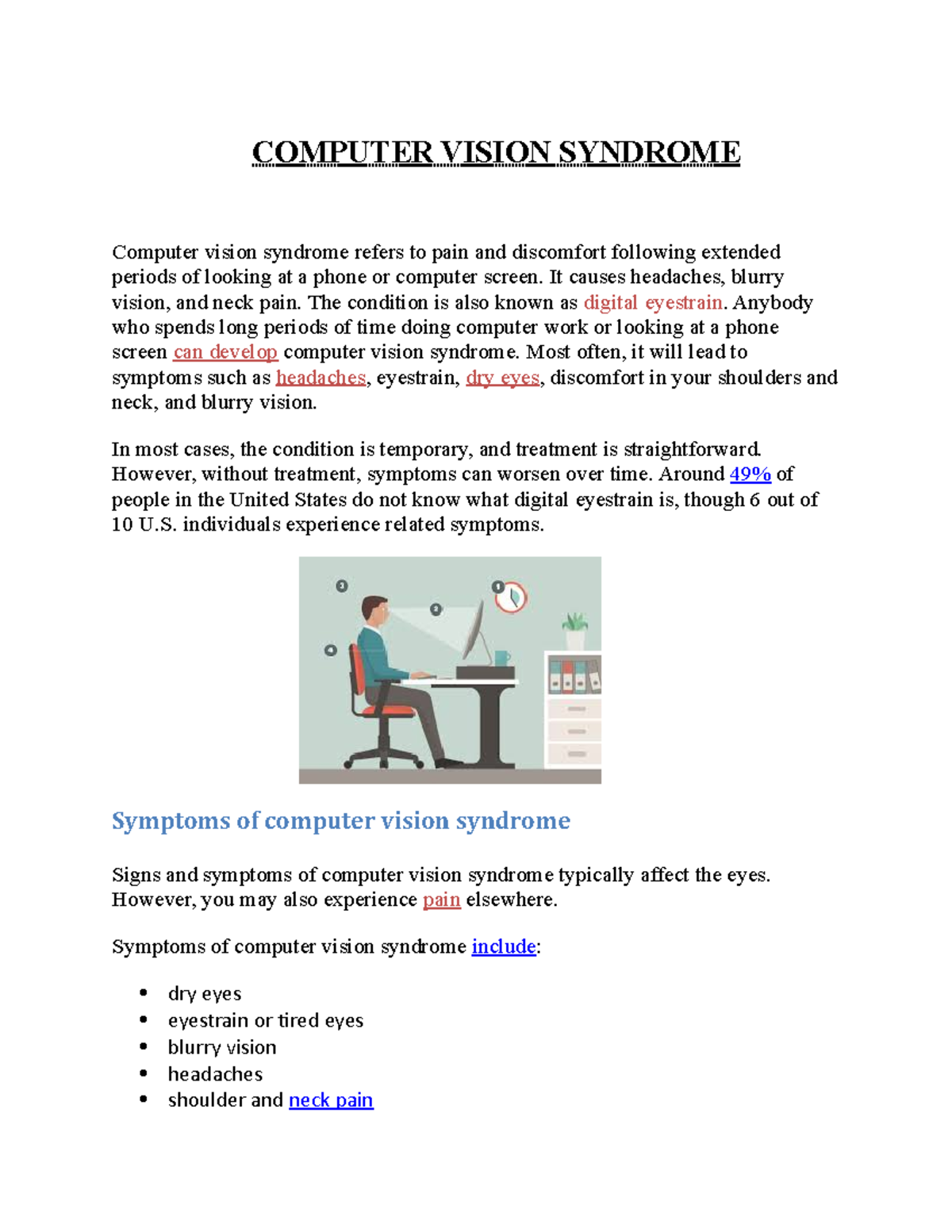 Computer Vision Syndrome - COMPUTER VISION SYNDROME Computer vision ...