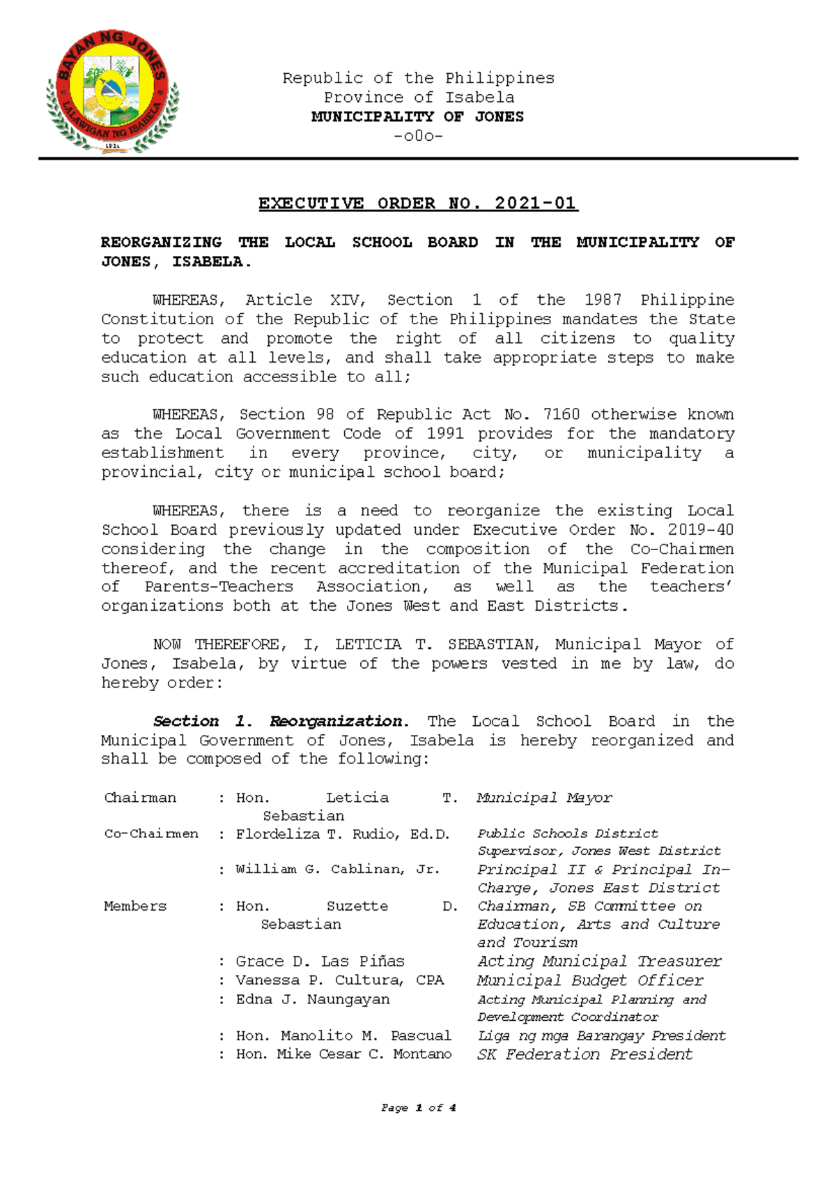 2021-01-LSB - notes - Province of Isabela MUNICIPALITY OF JONES -o0o ...