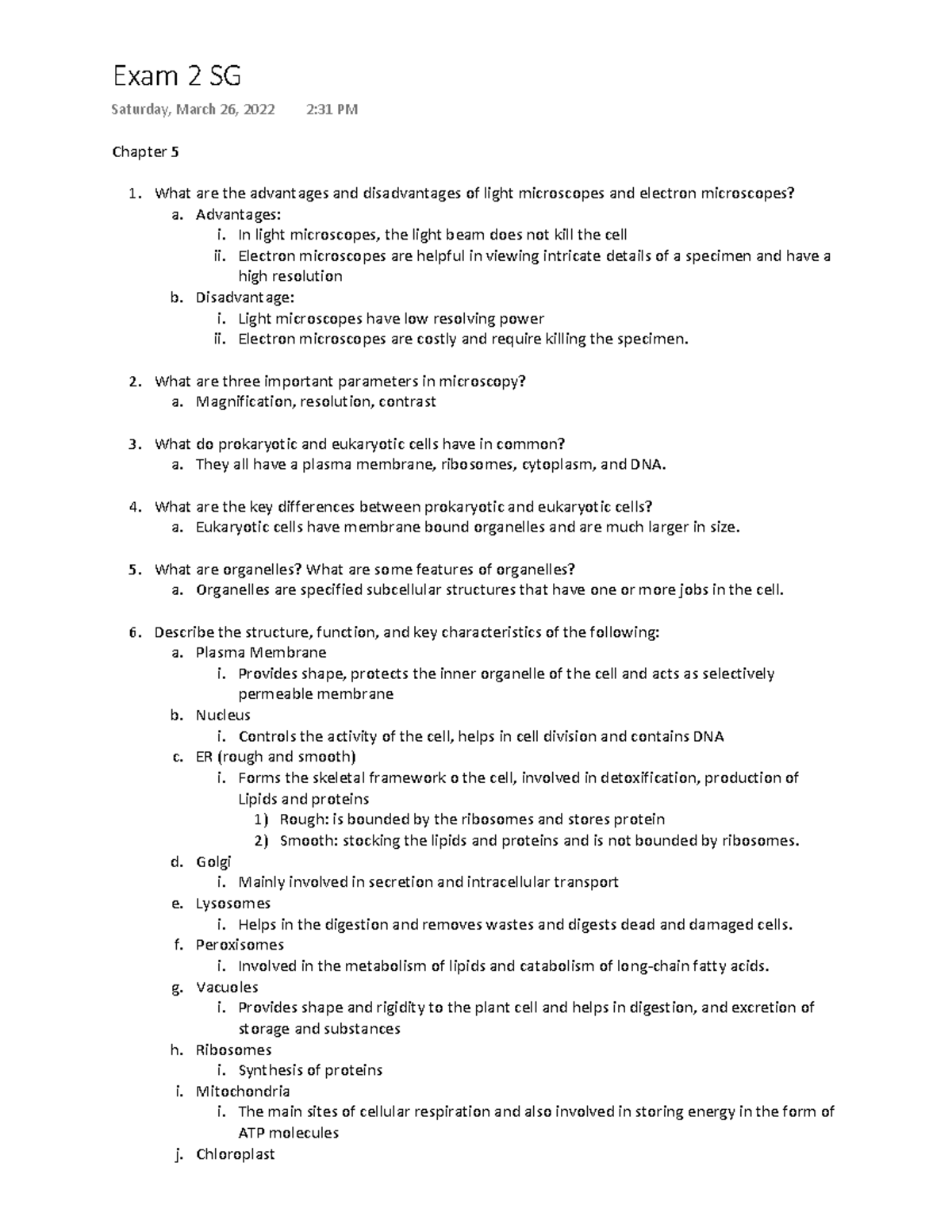 Bio 1406 Exam 2 Study Guide - Chapter 5 What are the advantages and ...