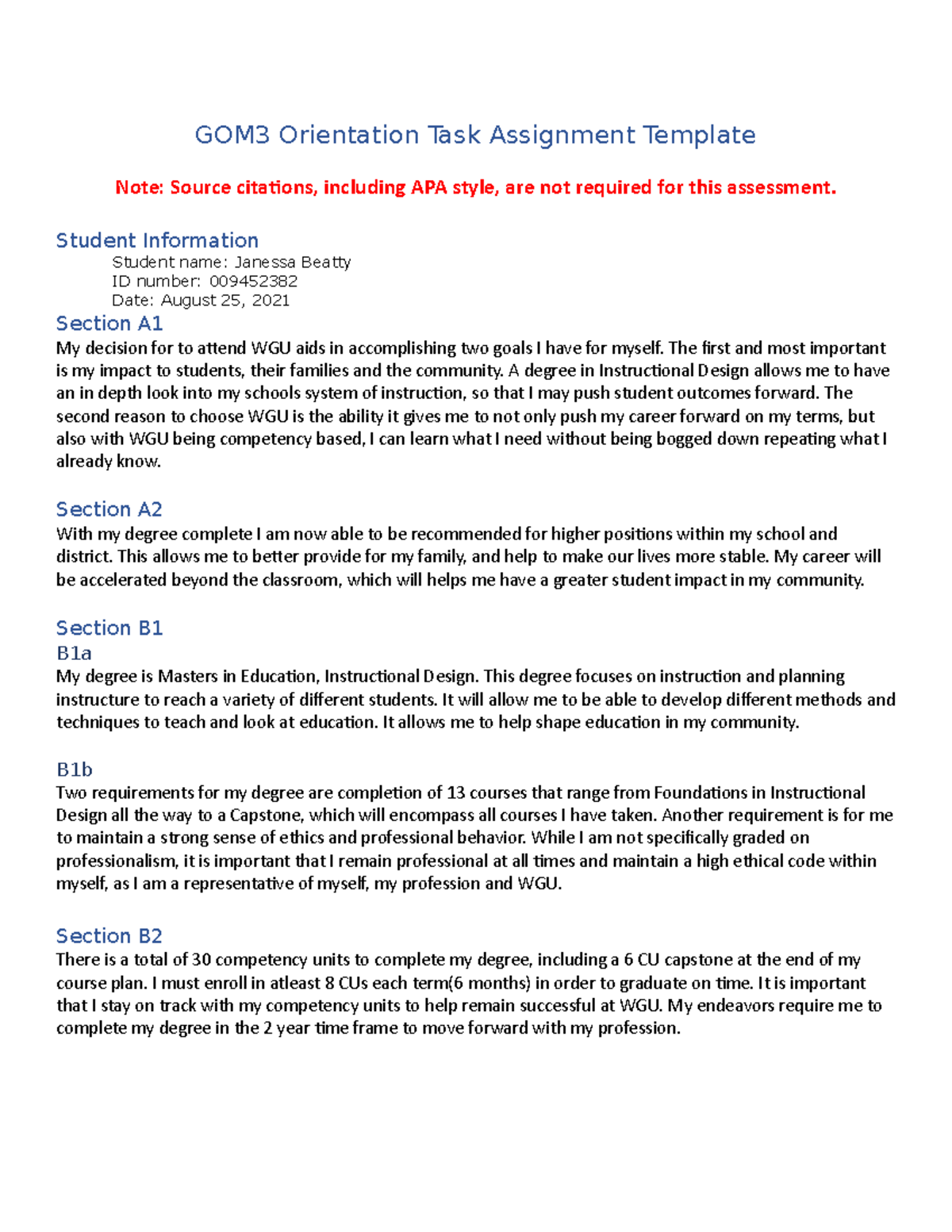 GOM3 Orientation Task Assignment Template - Studocu