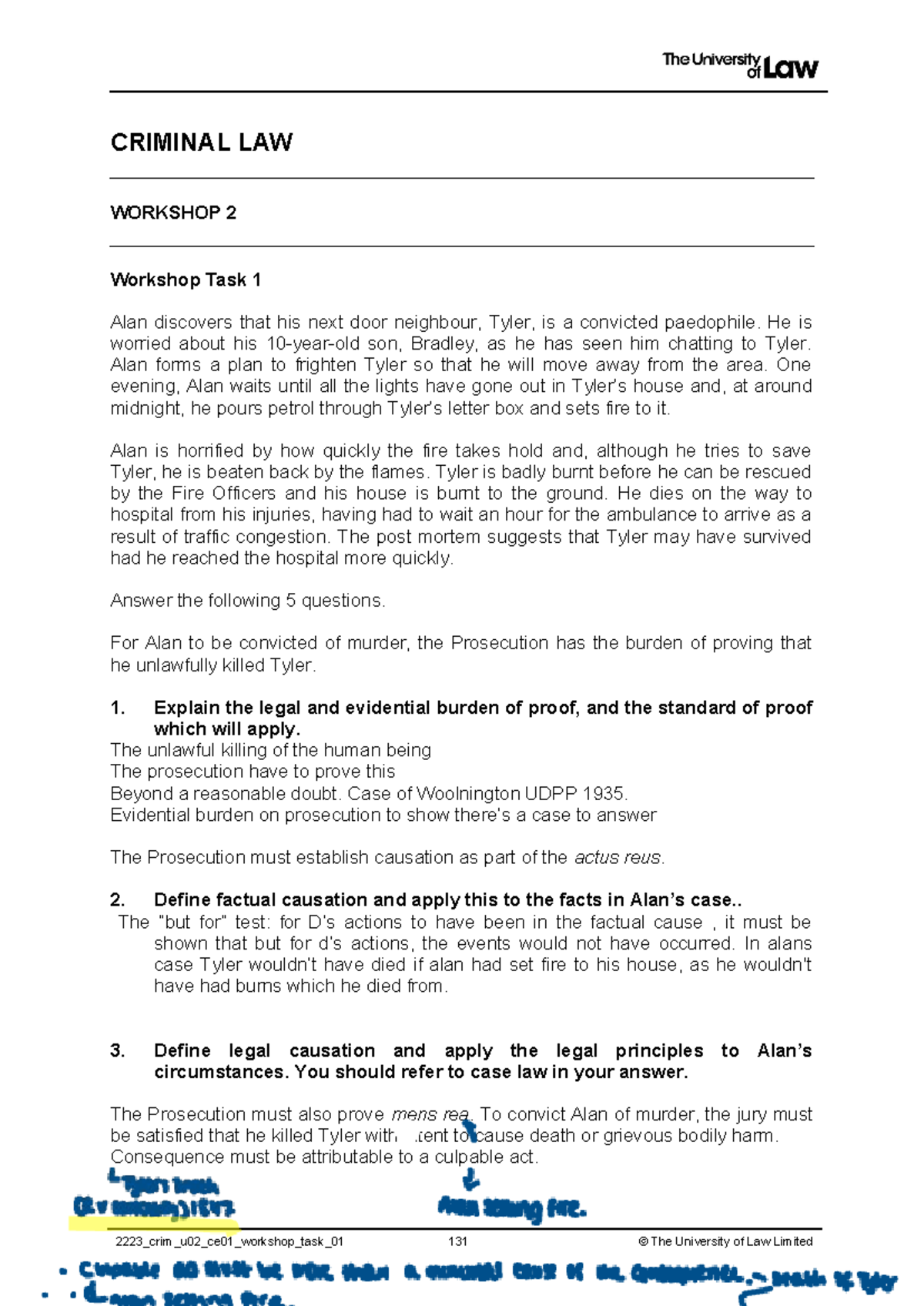 2223 crim u02 ce01 workshop task 01 - CRIMINAL LAW WORKSHOP 2 Workshop ...