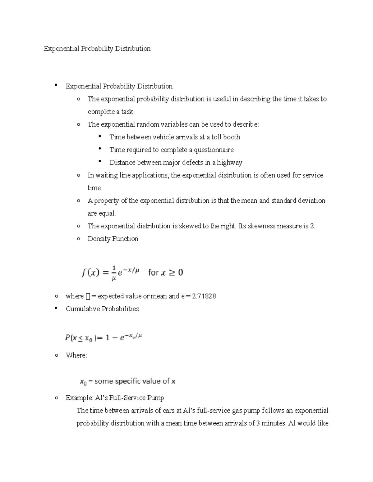 Exponential Probability Distribution - o The exponential random ...