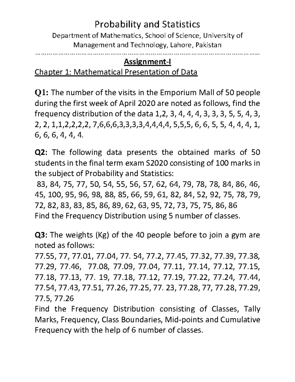 Assignment S2022 [Prob] - Department of Mathematics, School of Science ...
