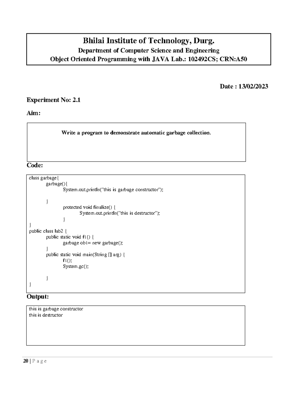 Java project problems - Department of Computer Science and Engineering Object Oriented ...