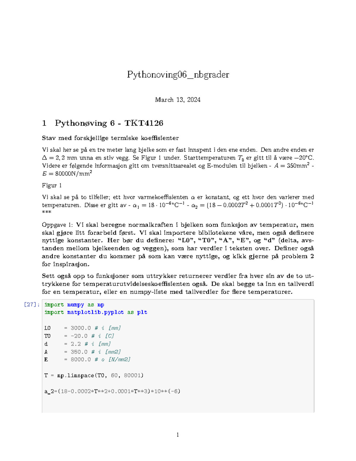 Pythonoving 06 nbgrader - Pythonoving06_nbgrader March 13, 2024 1 Pythonøving 6 - TKT Stav med ...