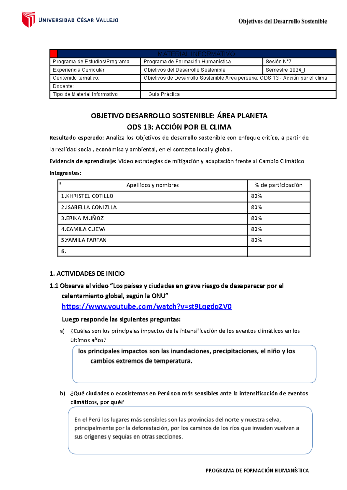 Guía práctica N° 07 ODS 2024-1 - MATERIAL INFORMATIVO Programa de ...