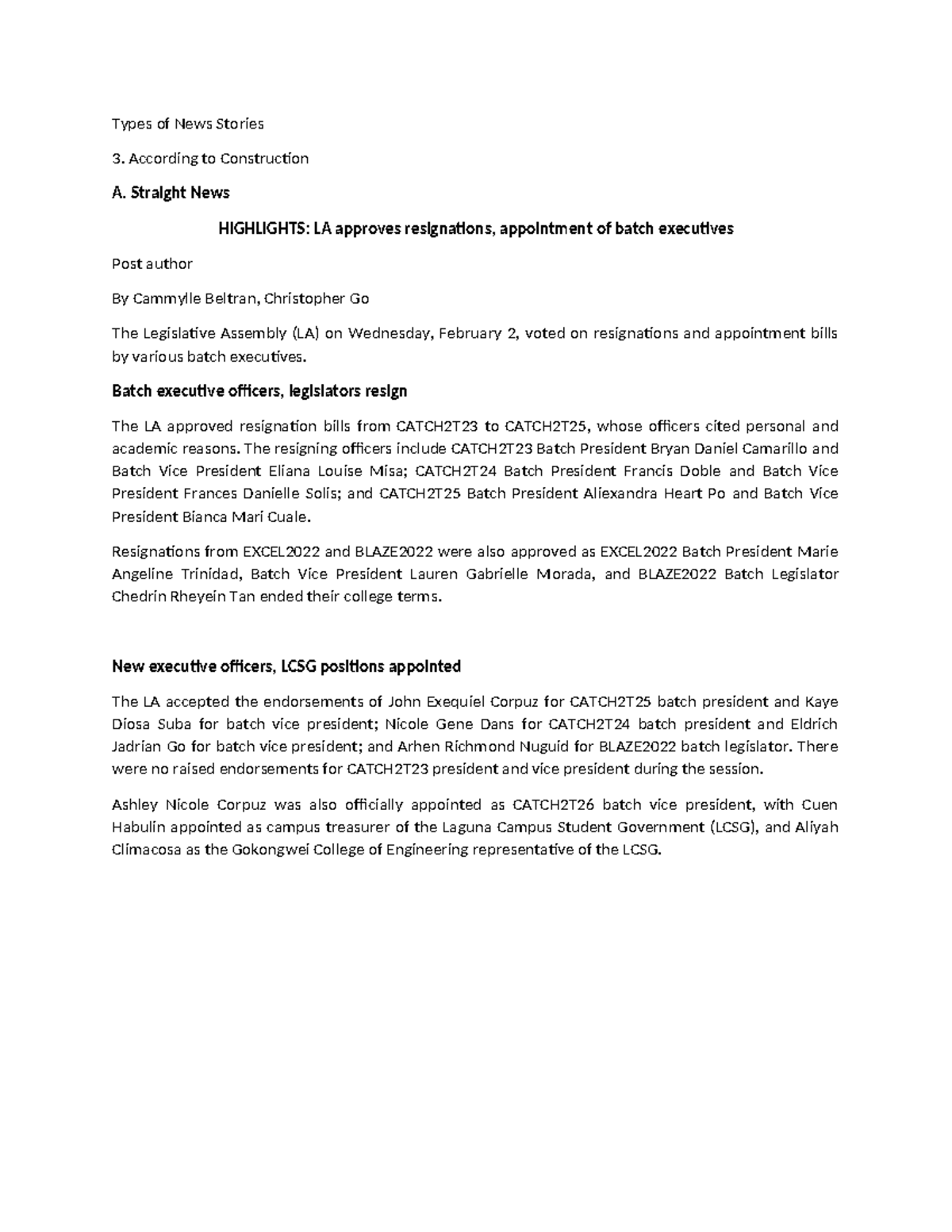 NEWS Stories 3 - this is for - Types of News Stories 3. According to ...