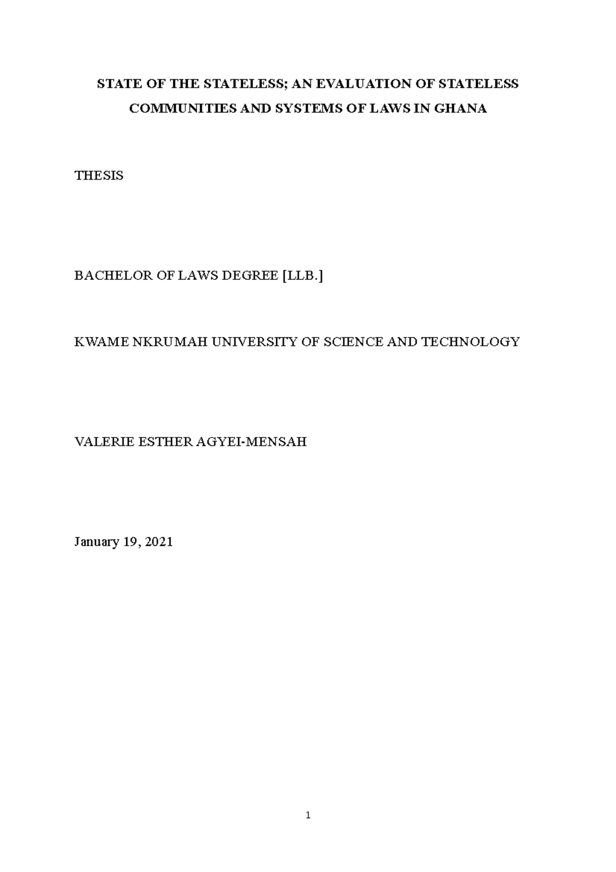 State OF THE Stateless AN Evaluation OF Stateless Communities AND ...