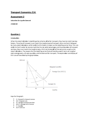 Transport Economics Summary notes - Transport Economics A Chapters 1 ...