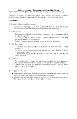NSTP- Midterjm - for important purpose - Midterm Examination Criteria ...
