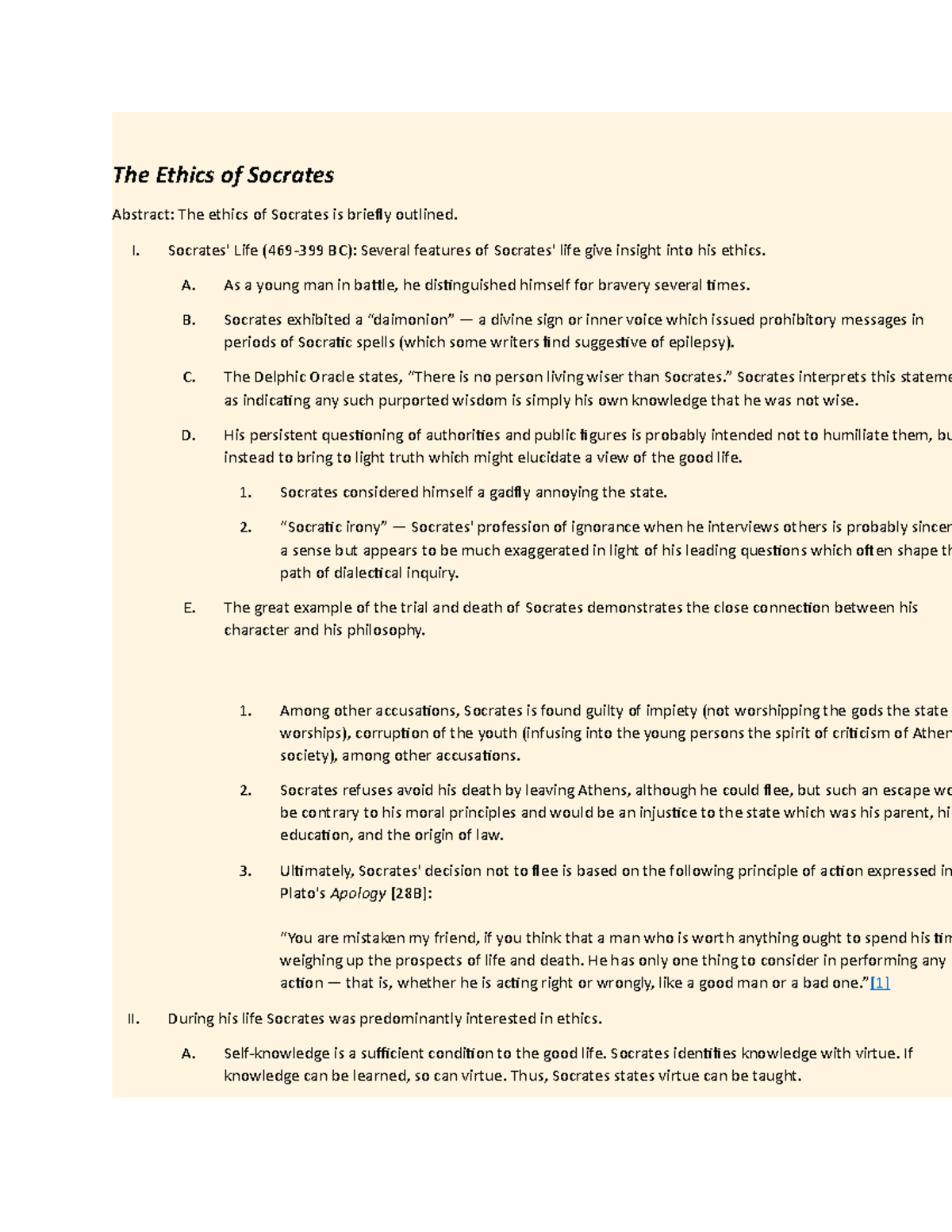 The Ethics of Socrates - I. Socrates' Life (469-399 BC): Several ...