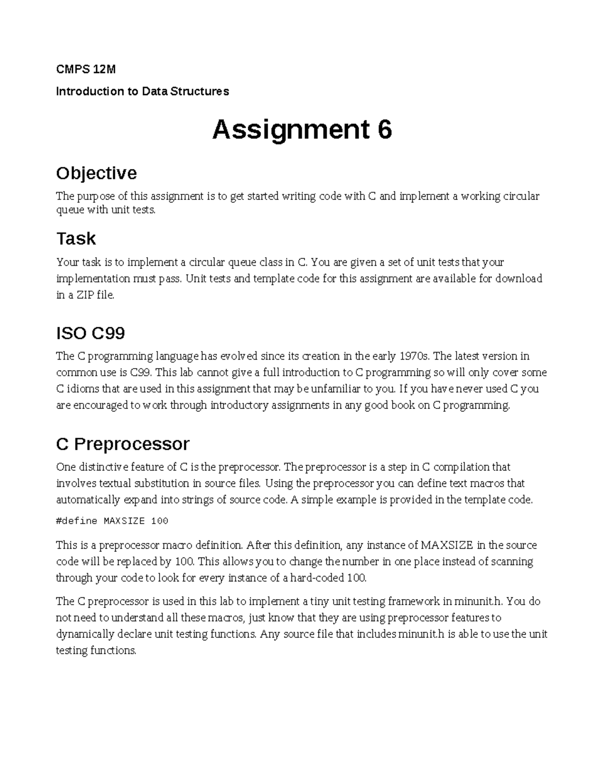 Programming Assignment 6 - CMPS 12M Introduction to Data Structures Assignment 6 Objective The ...