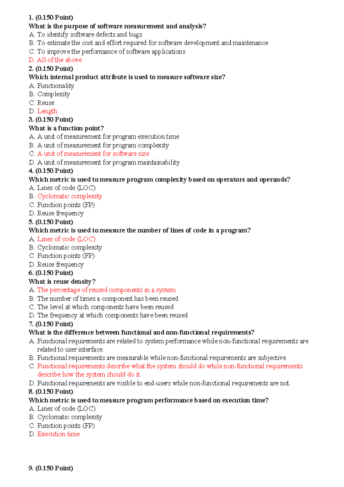 Review CMU-CS462 2024S - (0 Point) What is the purpose of software measurement and analysis? A ...