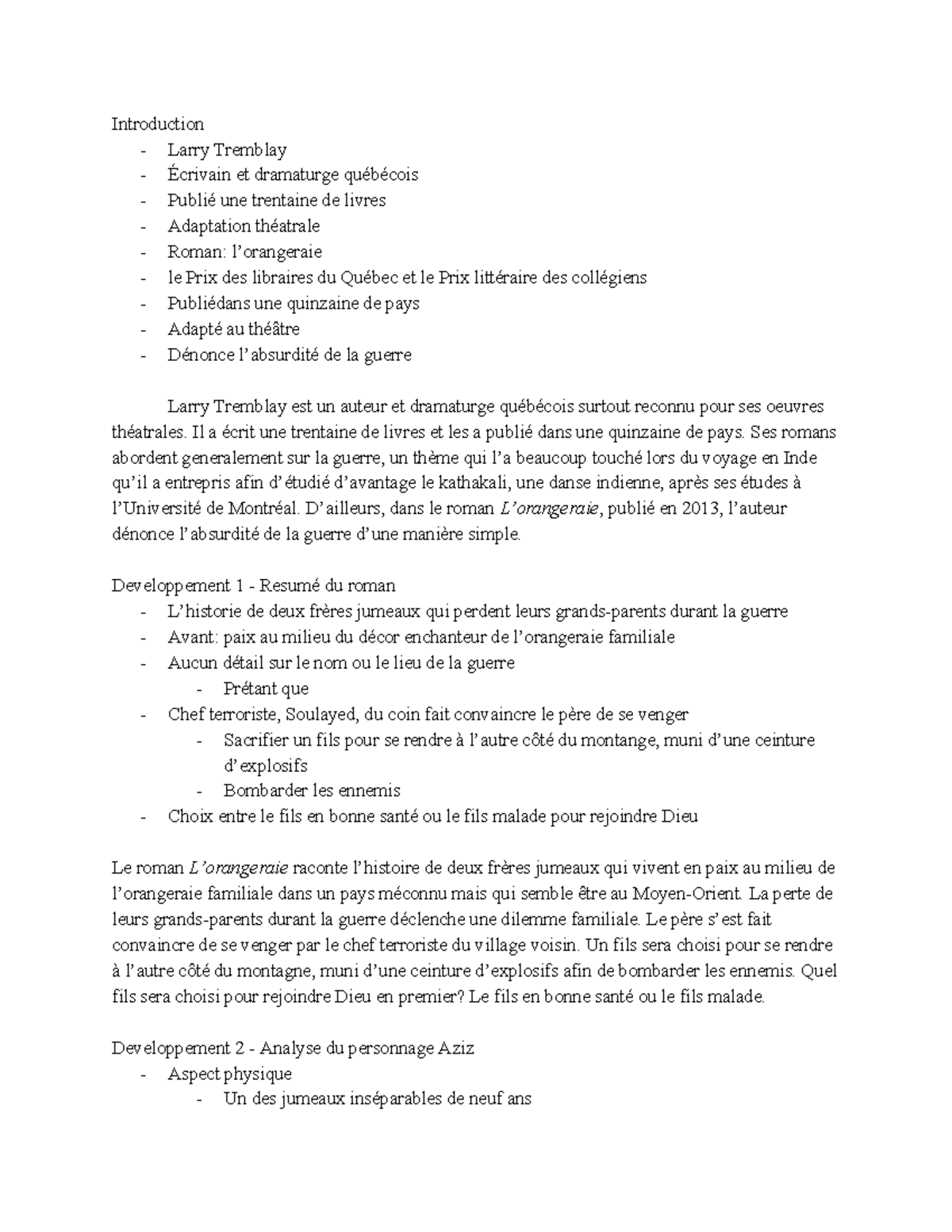 Larry Tremblay notes - Introduction - Larry Tremblay - Écrivain et ...