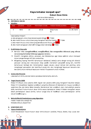 Sketsa isi e-modul - E modul laju reaksi - Organic Chemistry - UNRAM ...