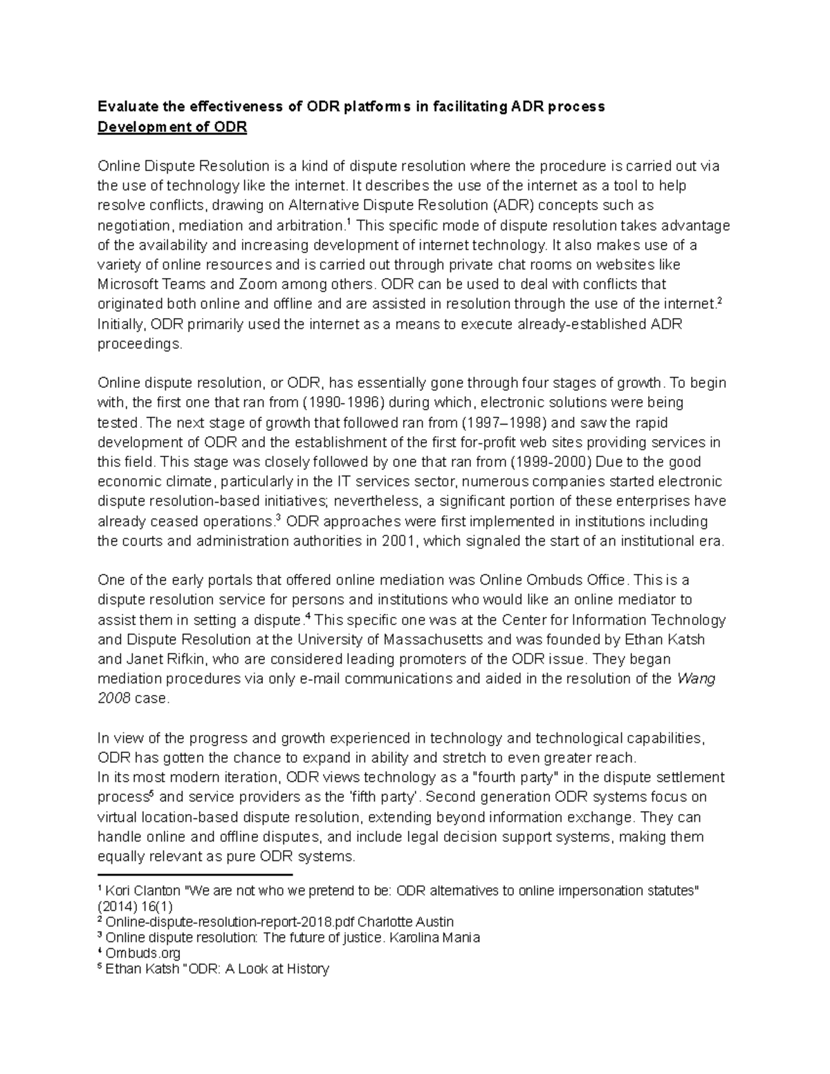 ADR Assignment 2 - Evaluate the effectiveness of ODR platforms in ...