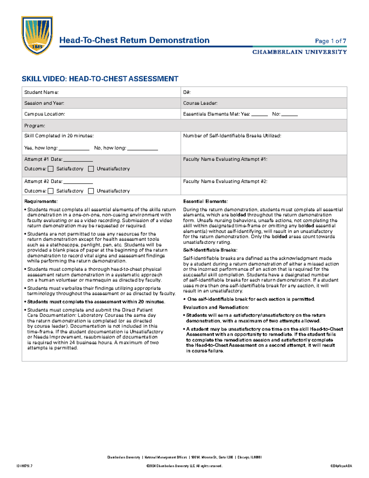 NR302 Head-to-Chest Return Demonstration - ####### Chamberlain ...
