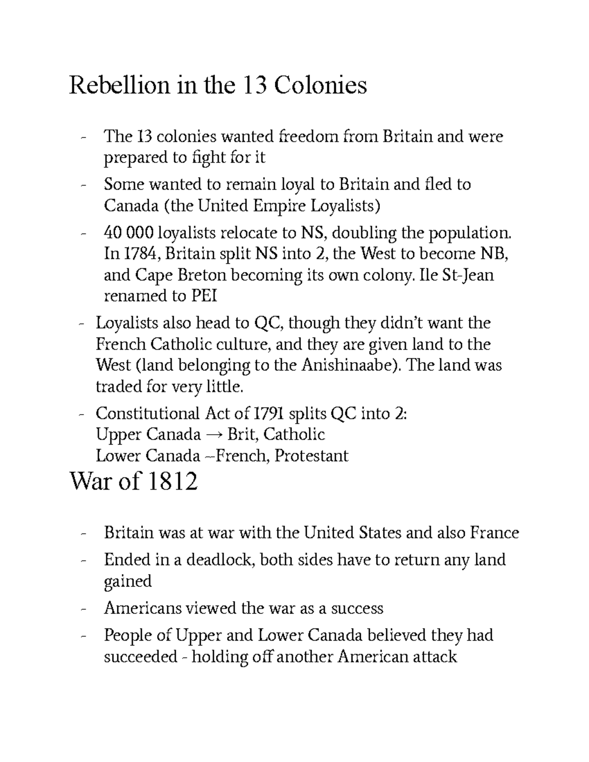 Key Events in History - Rebellion in the 13 Colonies The 13 colonies ...