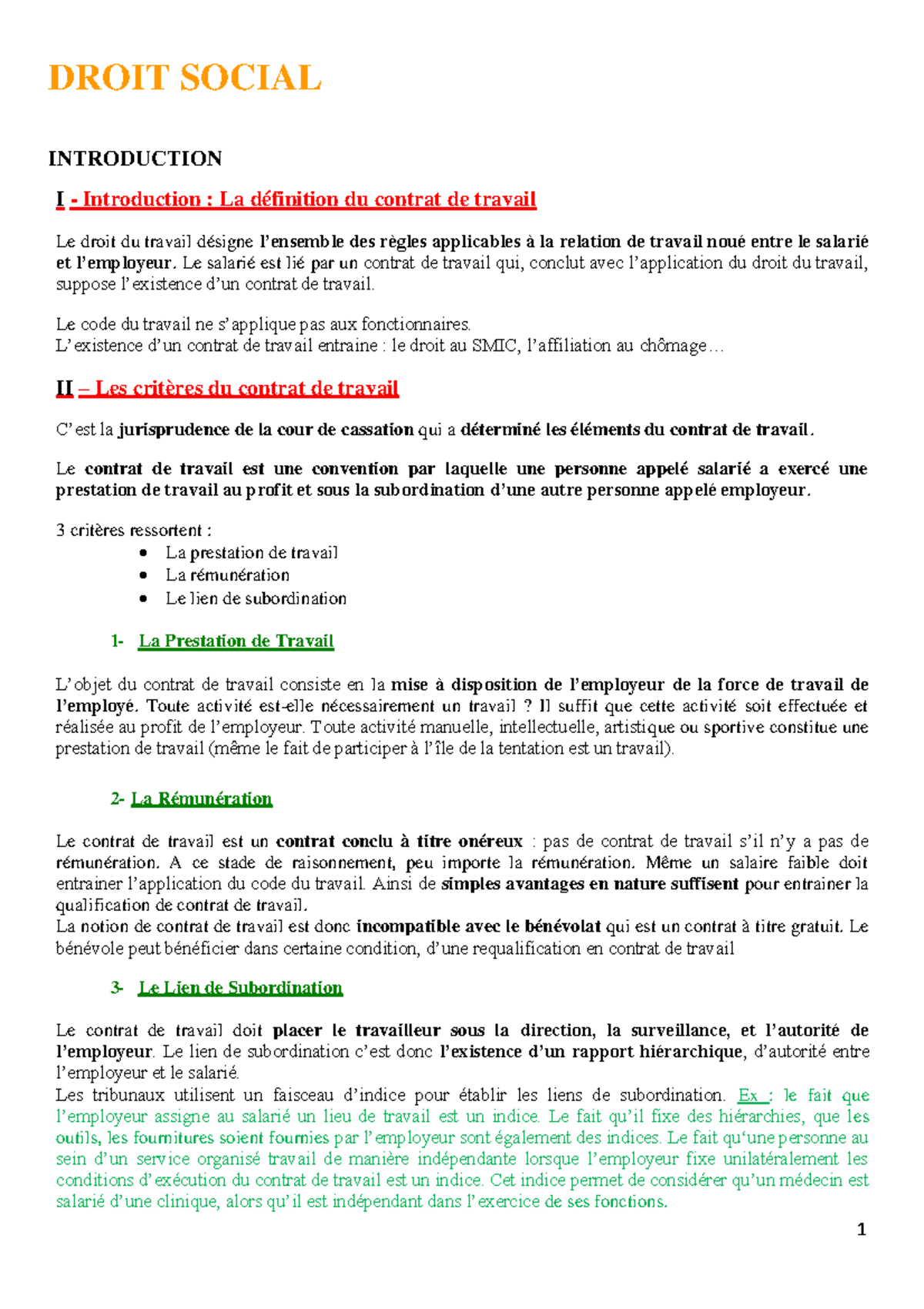 Droit social cours - complet - Warning: TT: undefined function: 32 ...