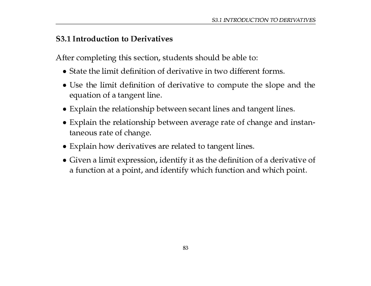 3.1 Introducing the Derivative - S3 Introduction to Derivatives After ...