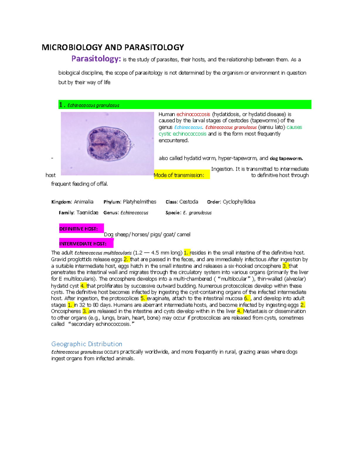 Microbiology AND Parasitology - MICROBIOLOGY AND PARASITOLOGY ...