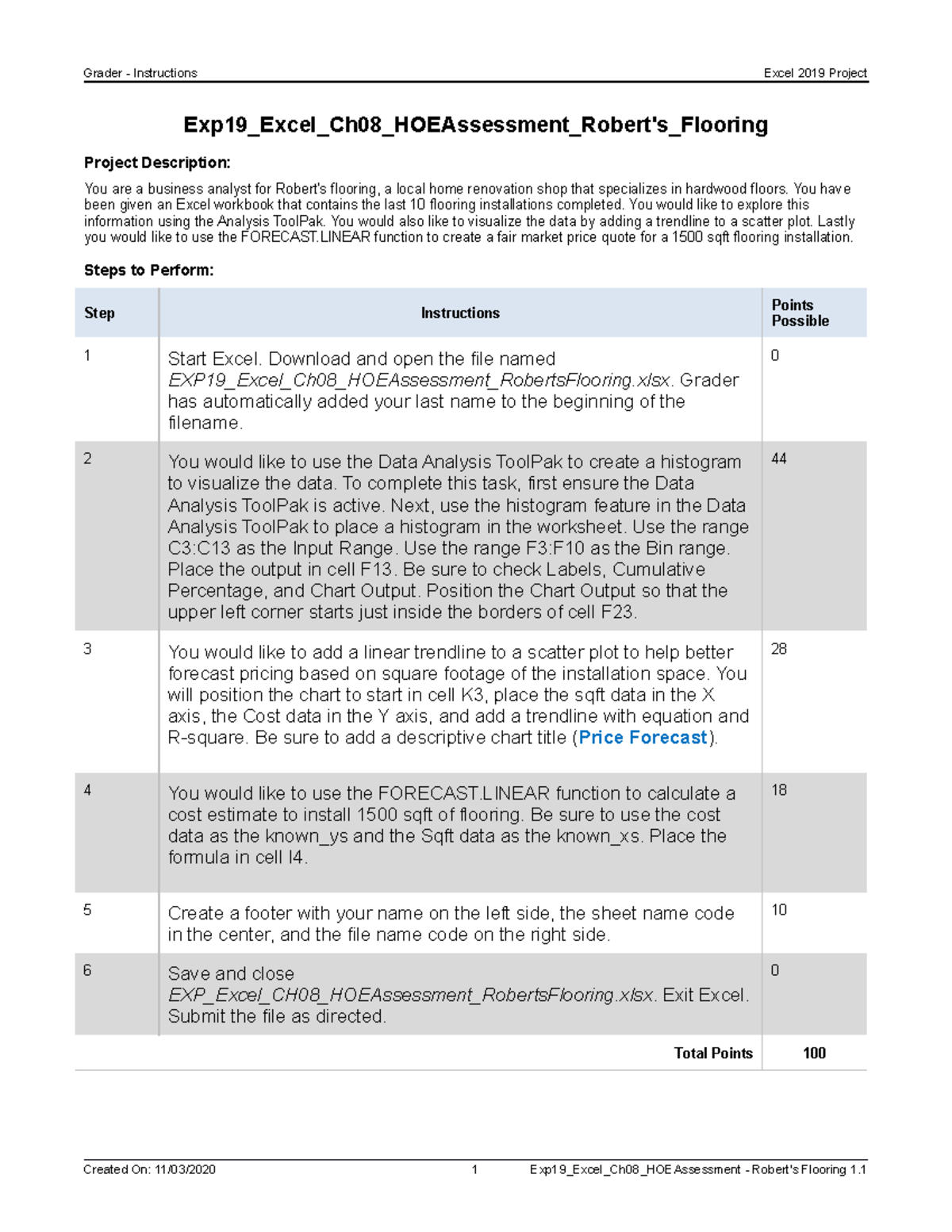 Attachment 2 - Grader - Instructions Excel 2019 Project - Studocu