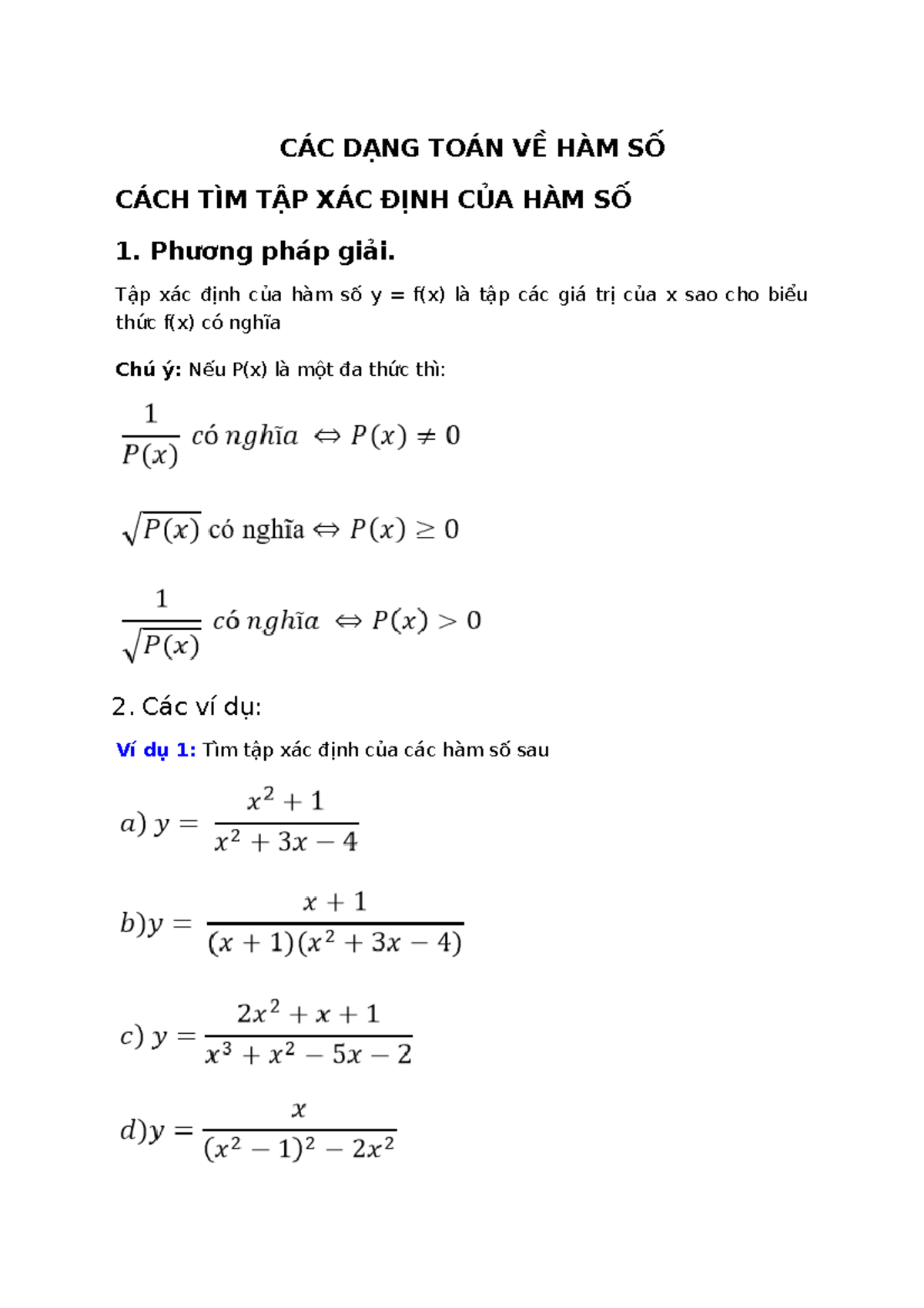 CÁC DẠNG TOÁN VỀ HÀM SỐ - ádasdsa - CÁC DẠNG TOÁN VỀ HÀM SỐ CÁCH TÌM ...
