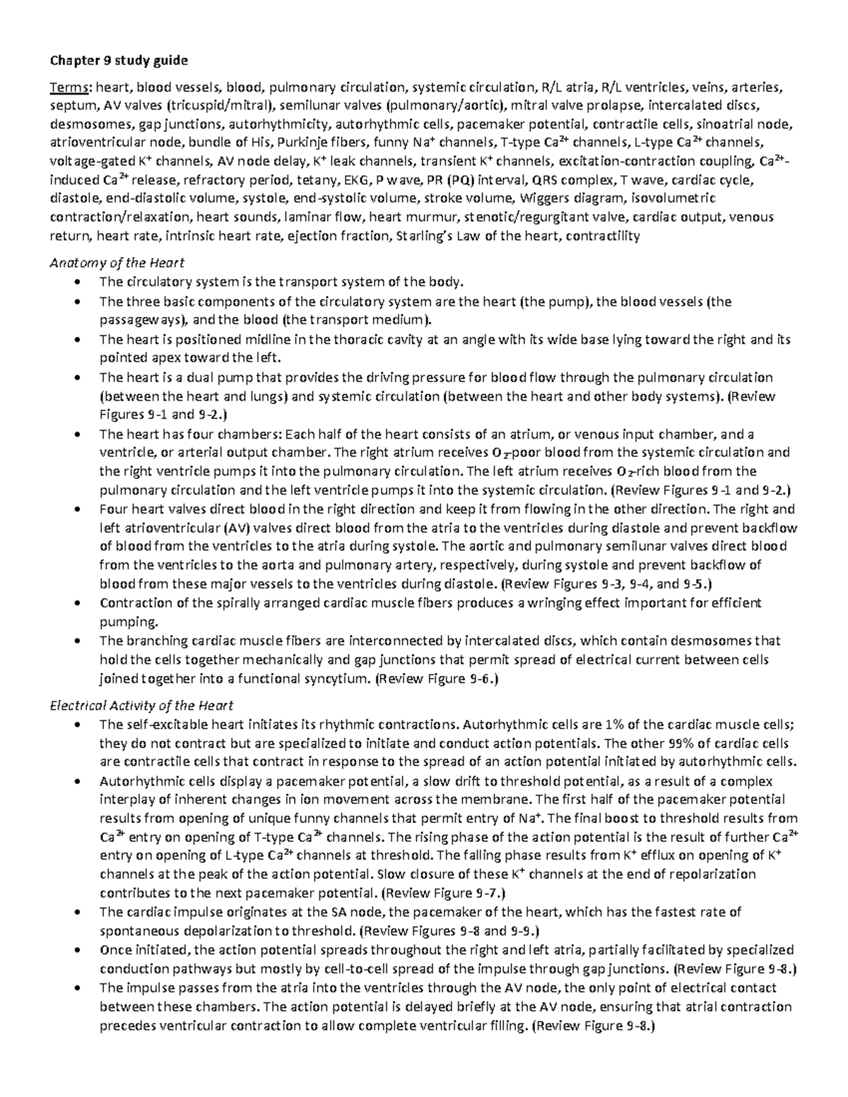 Ch9 study guide - Chapter 9 study guide Terms: heart, blood vessels ...