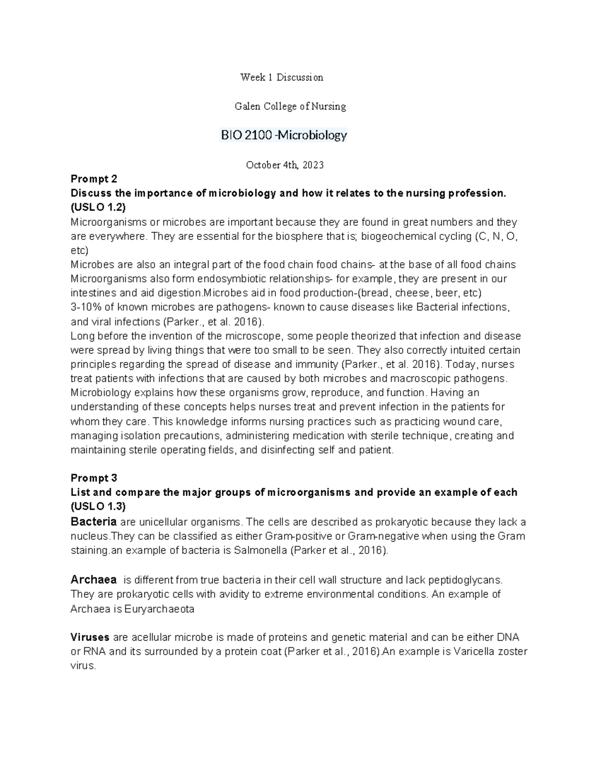 Micro week 1 discusion - week1 disccuion - Week 1 Discussion Galen ...