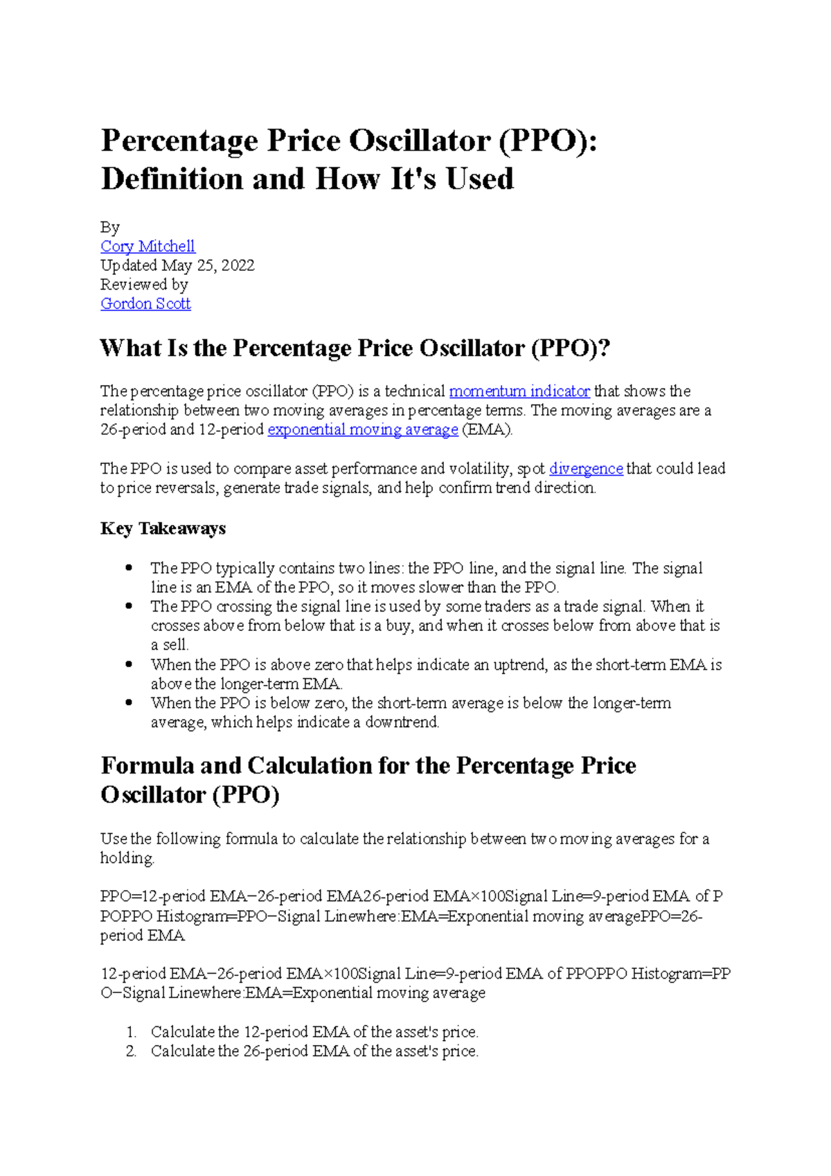 PPO - Assets / Finance - Percentage Price Oscillator (PPO): Definition ...