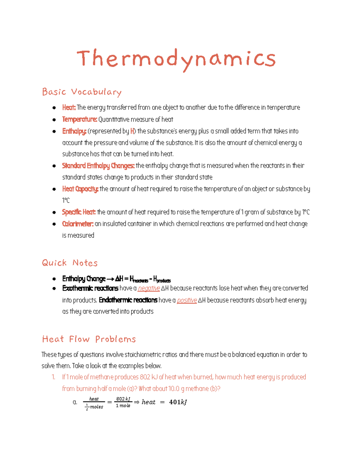 Unit 10 • Thermodynamics Study Guide [CHEM H] - Thermodynamics Basic Vocabulary Heat: The energy ...