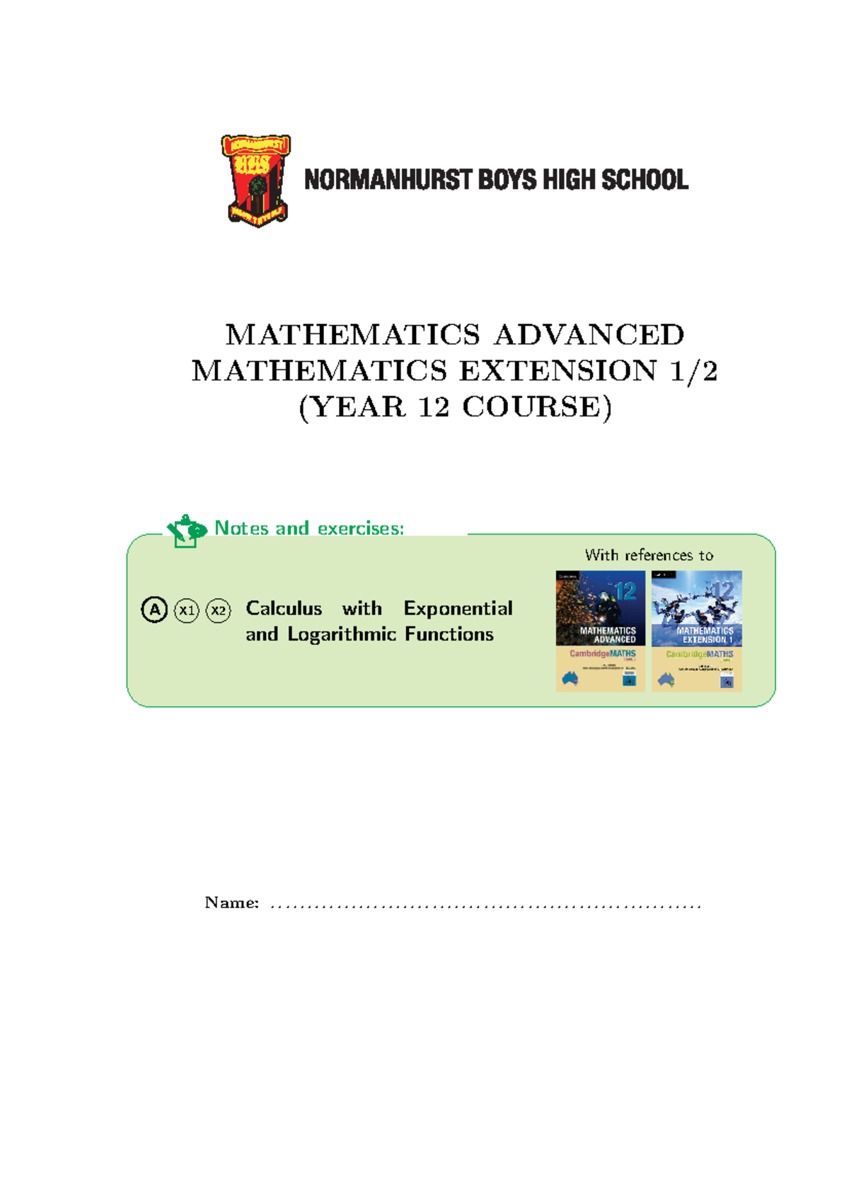 Exponential and Logarithmic Functions Answers - MATHEMATICS ADVANCED ...