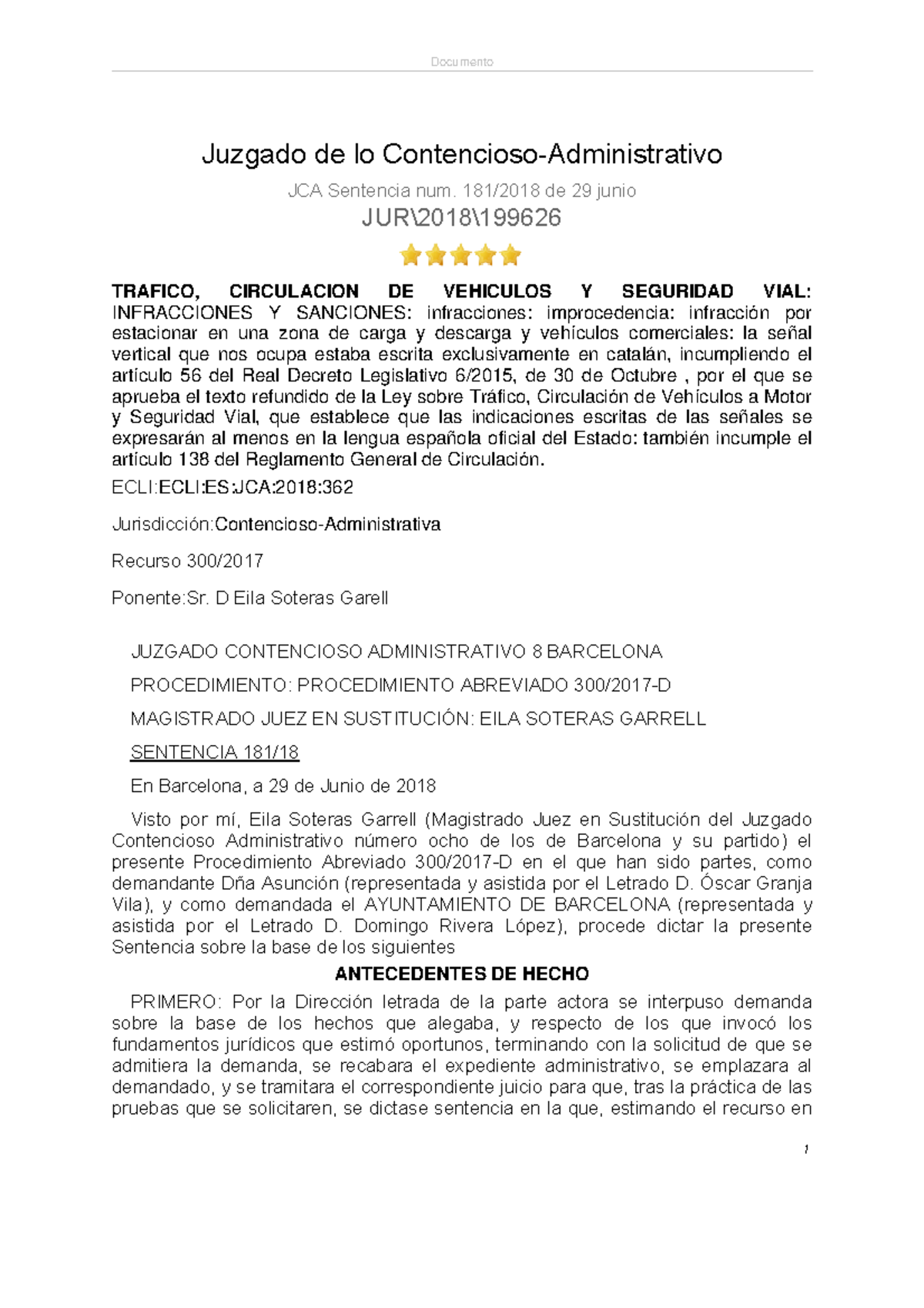Jur JCA Sentencia num. 181-2018 de 29 junio JUR 2018 199626 - Juzgado ...