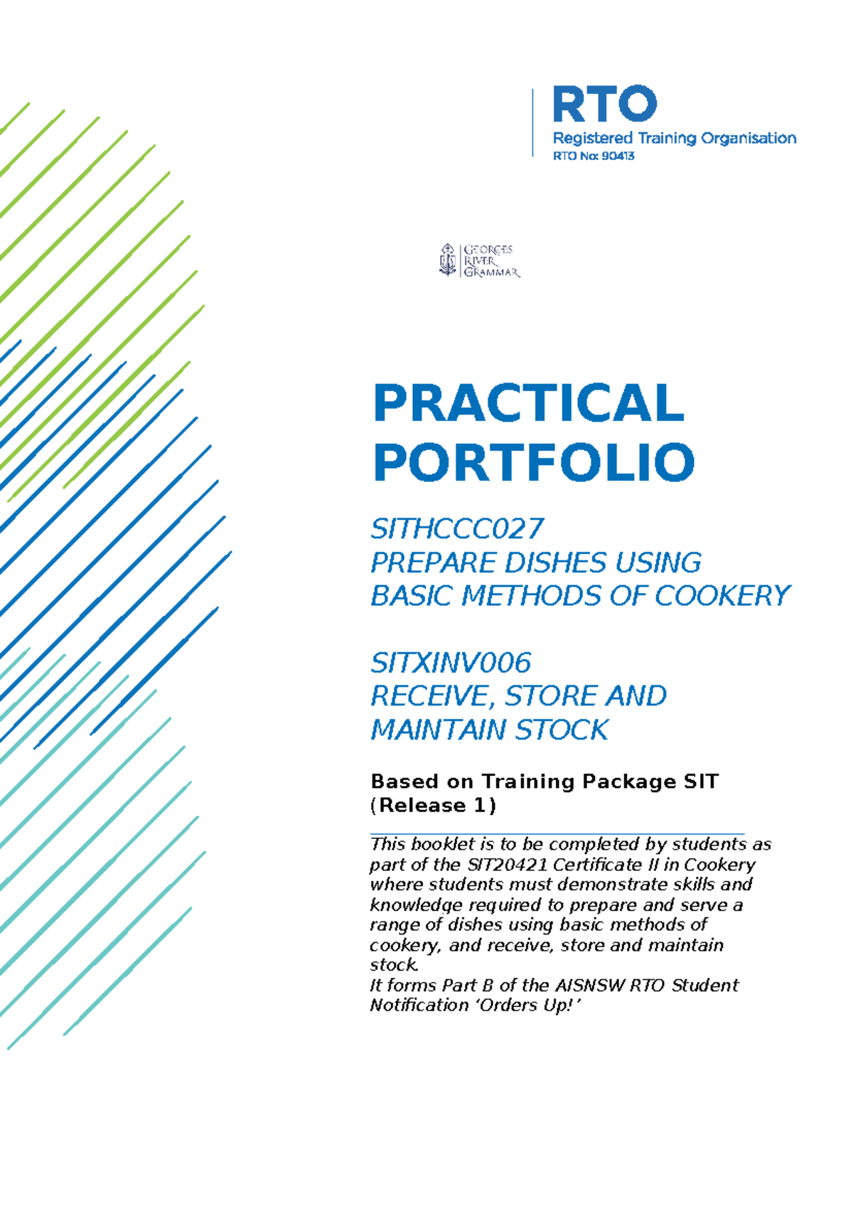 Practical Portfolio competancy - PRACTICAL PORTFOLIO SITHCCC PREPARE ...