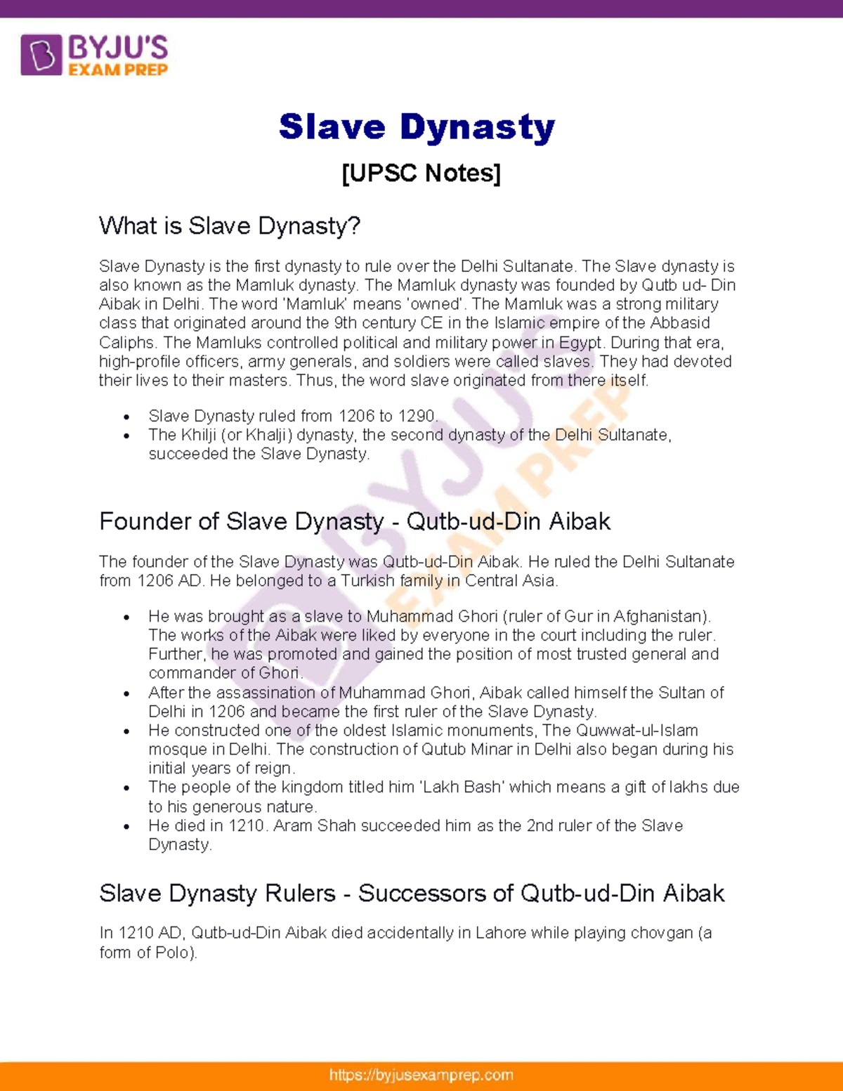 Slave dynasty history - Slave Dynasty [UPSC Notes] What is Slave ...