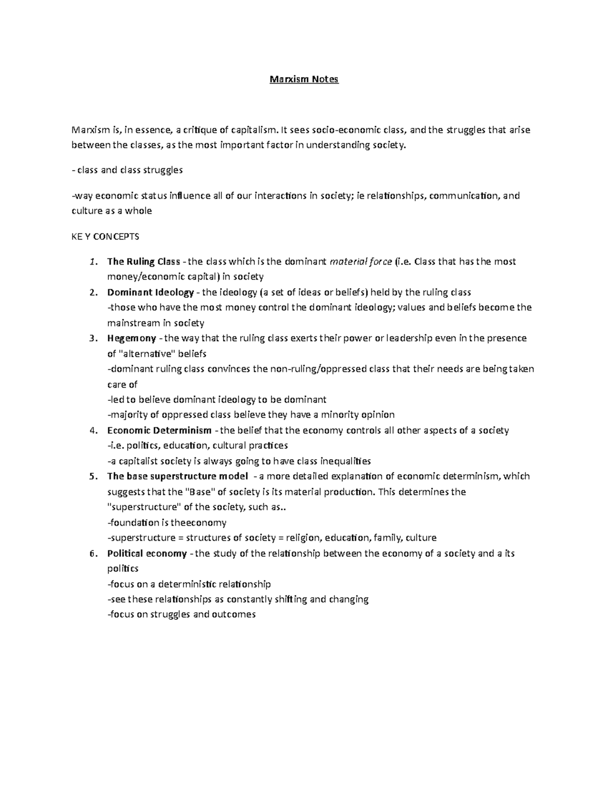 Lecture notes, lecture 5 - Marxism Notes - Marxism Notes Marxism is, in ...
