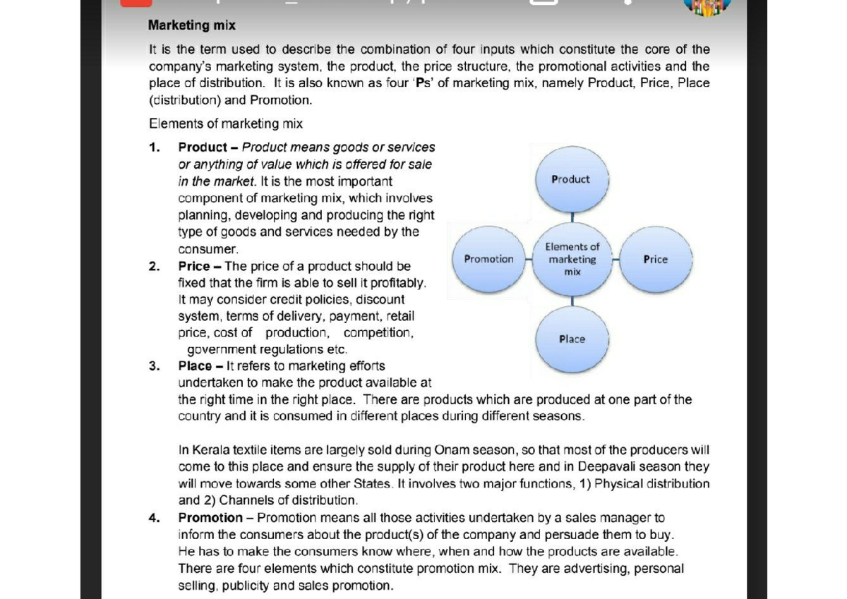 Marketing mix - It's lecture notes - Business Management - Studocu