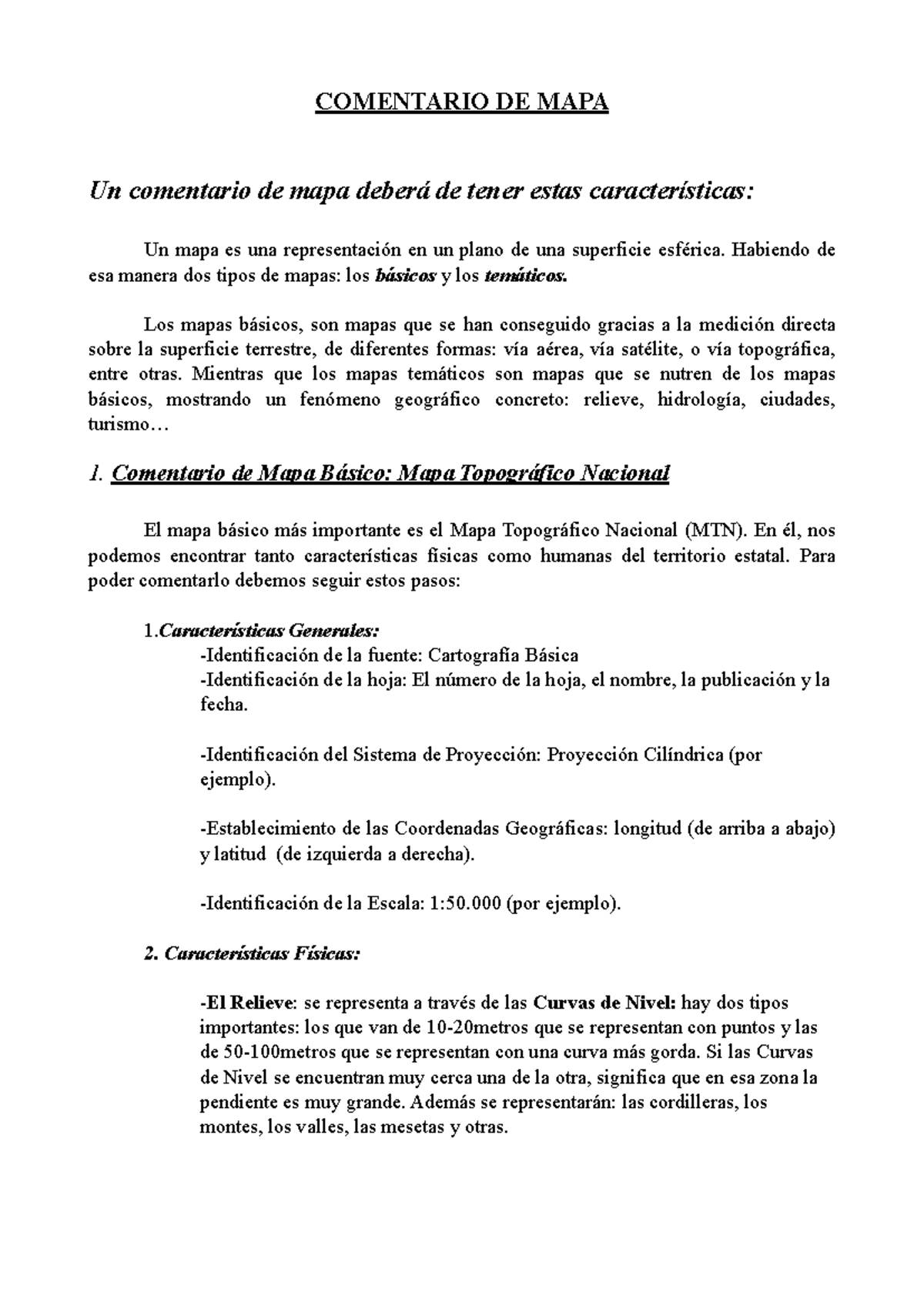 Comentario DE MAPA GeográFICO - COMENTARIO DE MAPA Un comentario de mapa deberá de tener estas ...
