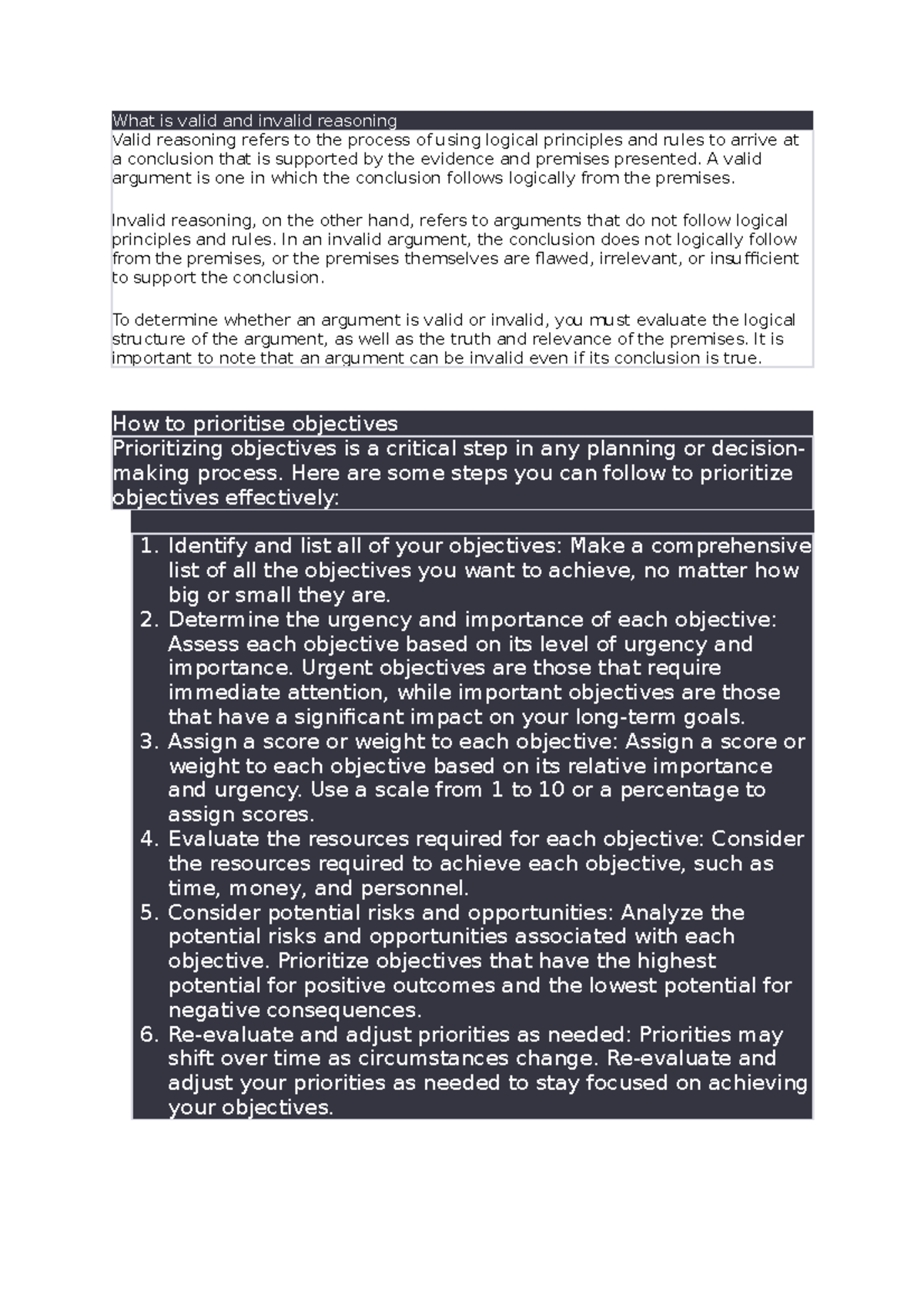What is valid and invalid reasoning - A valid argument is one in which ...