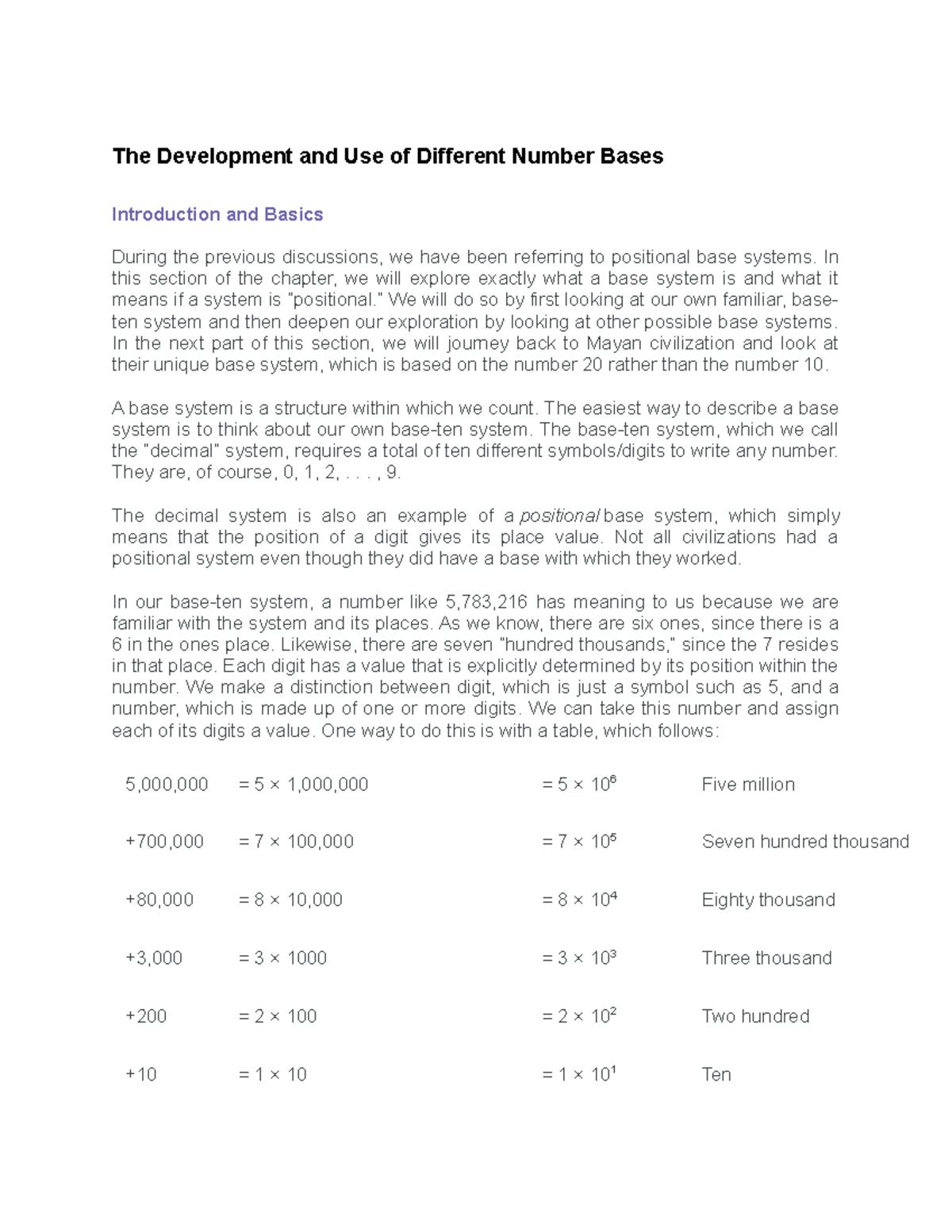 The Development and Use of Different Number Bases - The Development and ...