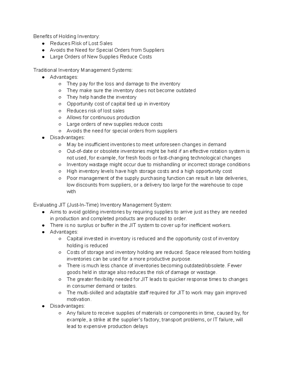 Chapter 24 - Benefits of Holding Inventory: Reduces Risk of Lost Sales ...