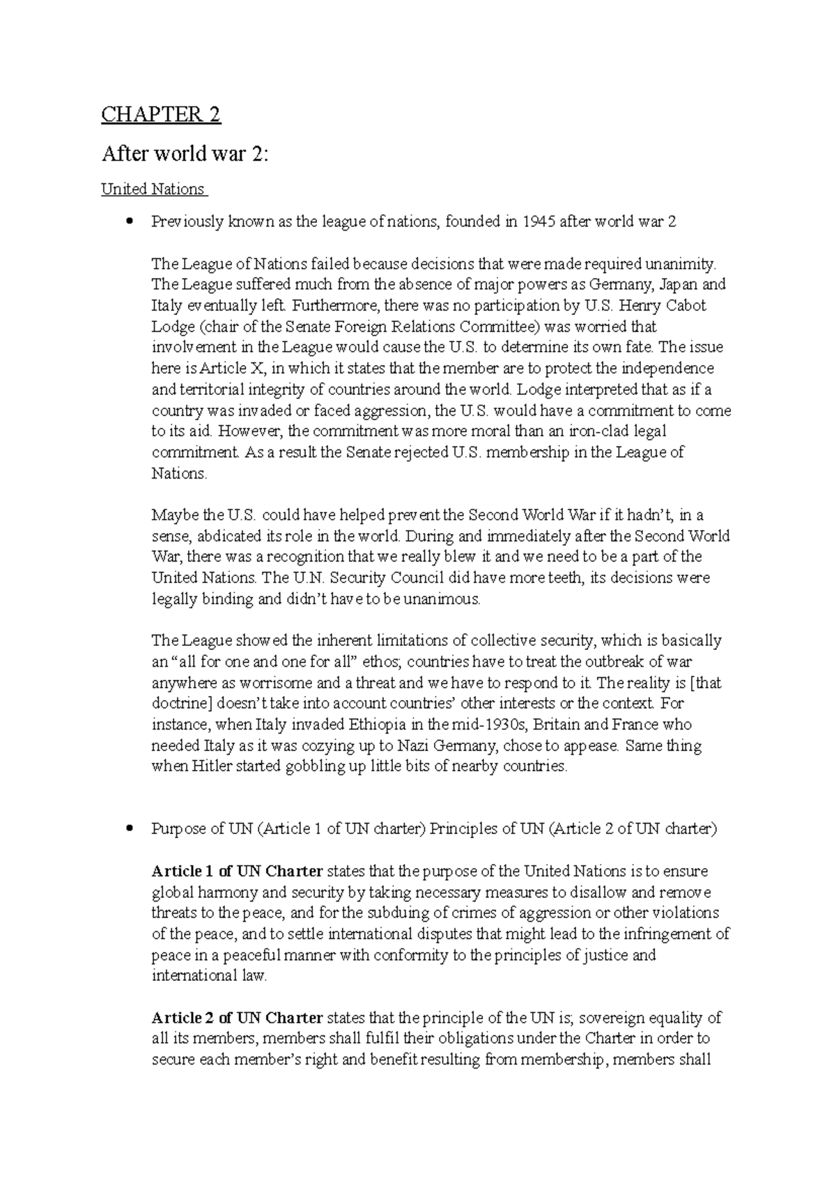 Human rights mid term notes 2021/2022 - CHAPTER 2 After world war 2 ...
