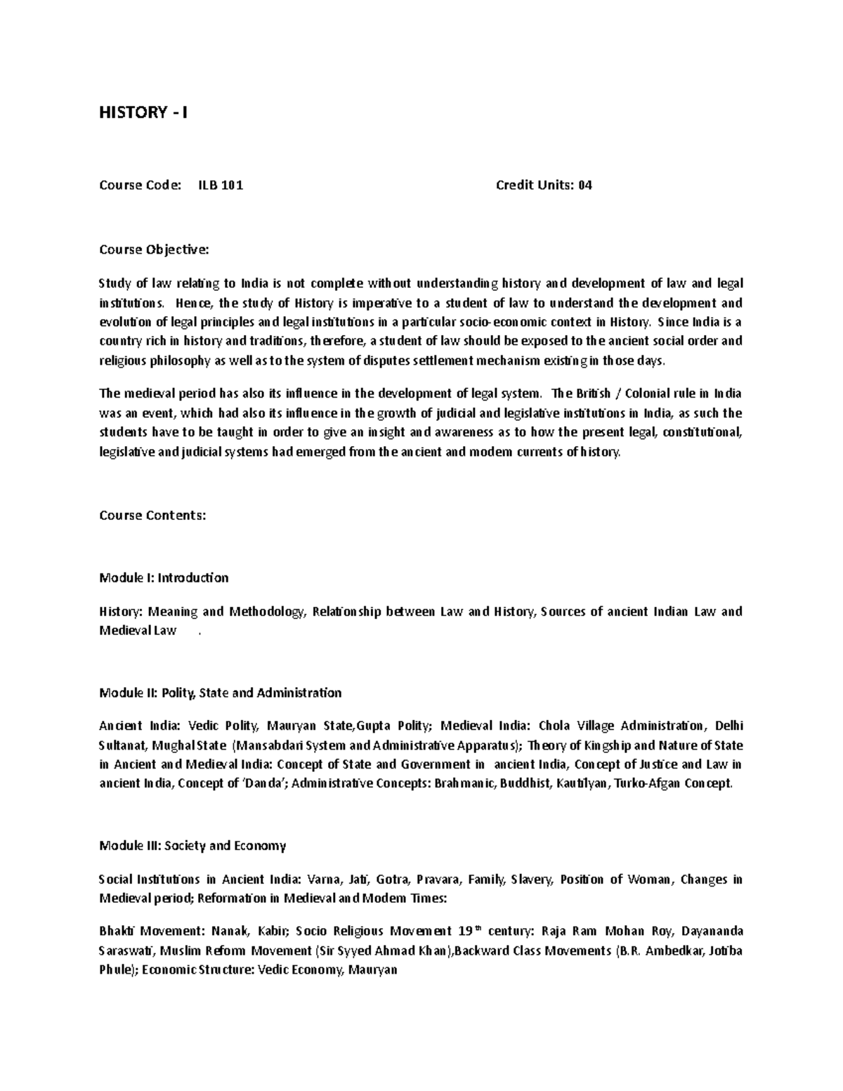 History syllabus sem 1 - Lecture notes 1,24 - India History - IPU - Studocu
