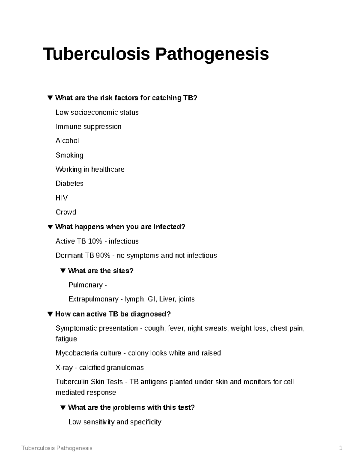 Tuberculosis Pathogenesis - Studocu