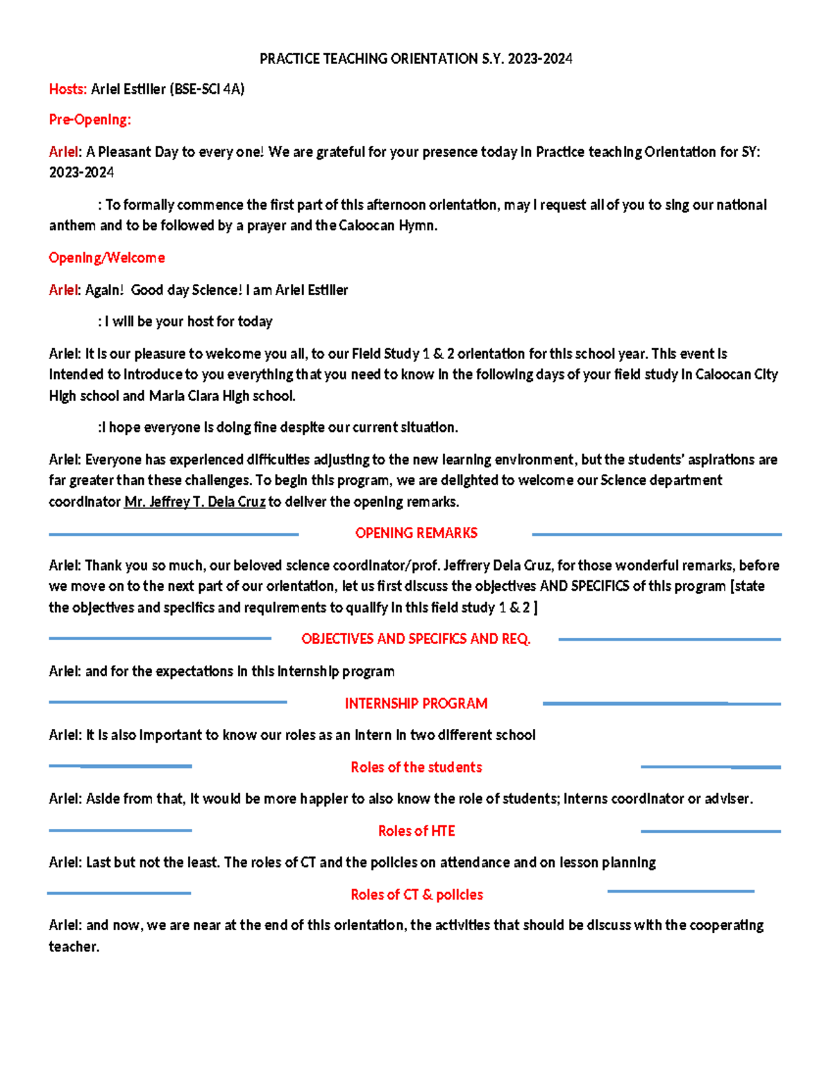 Script-FOR- General- Assembly Final - PRACTICE TEACHING ORIENTATION S ...