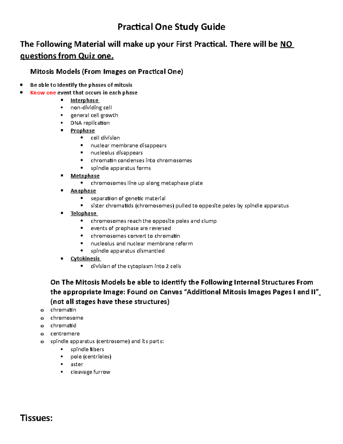Practical One Study Guide/ Notes - Practical One Study Guide The ...