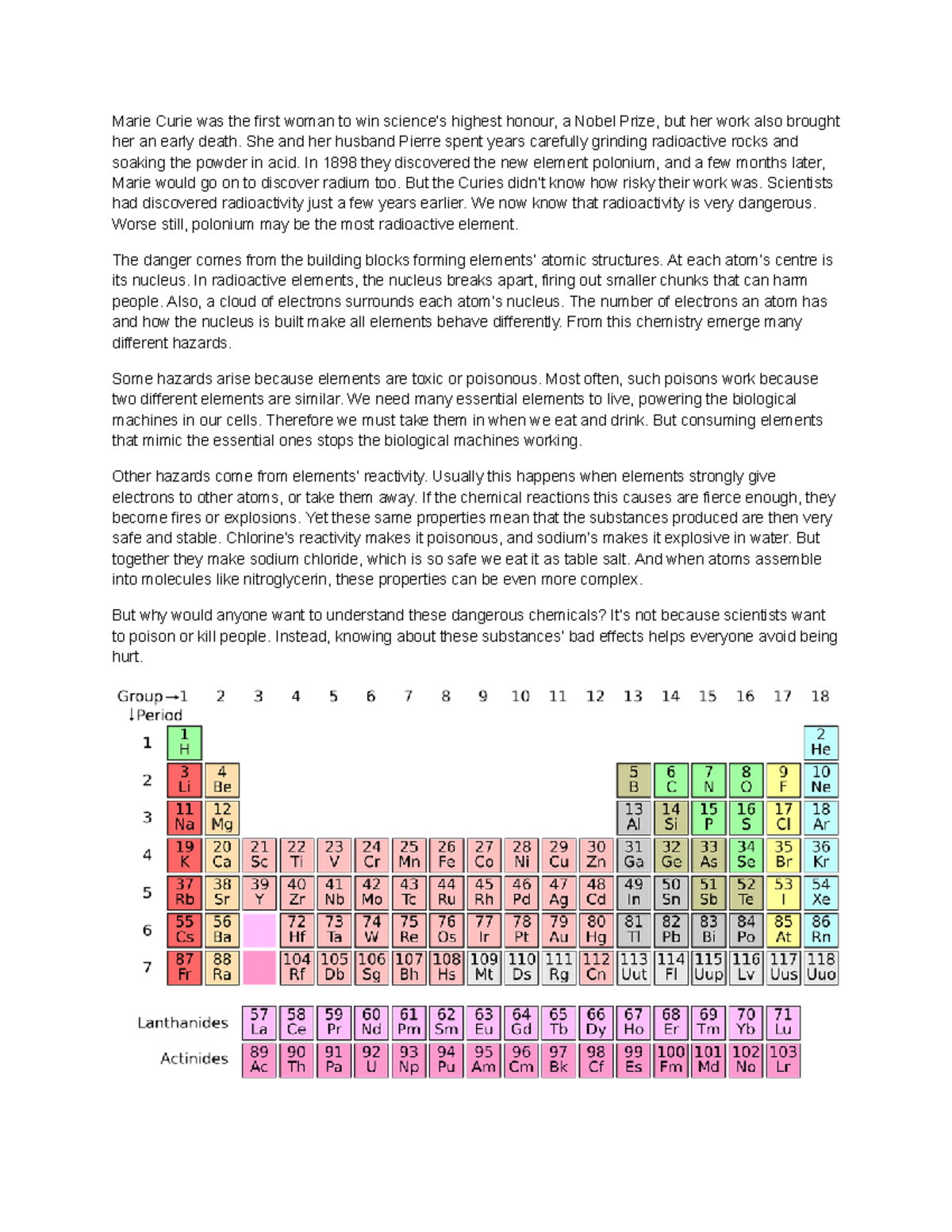 Chemical elements - Marie Curie was the first woman to win science’s ...