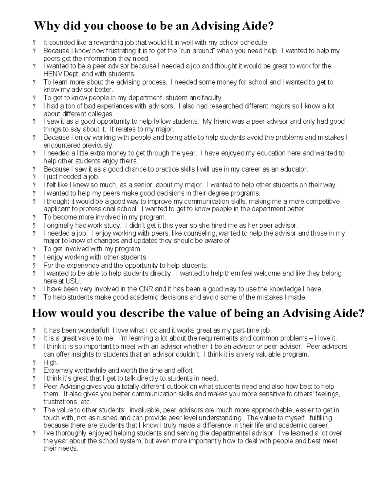 Why-you-chose-to-be-an-Advising Aide - Why did you choose to be an ...